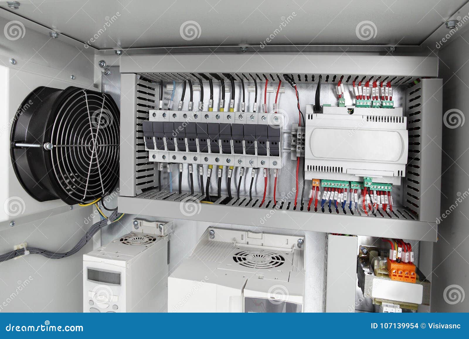 Electrical Background,voltage Switchboard with Circuit Breakers. Stock ...