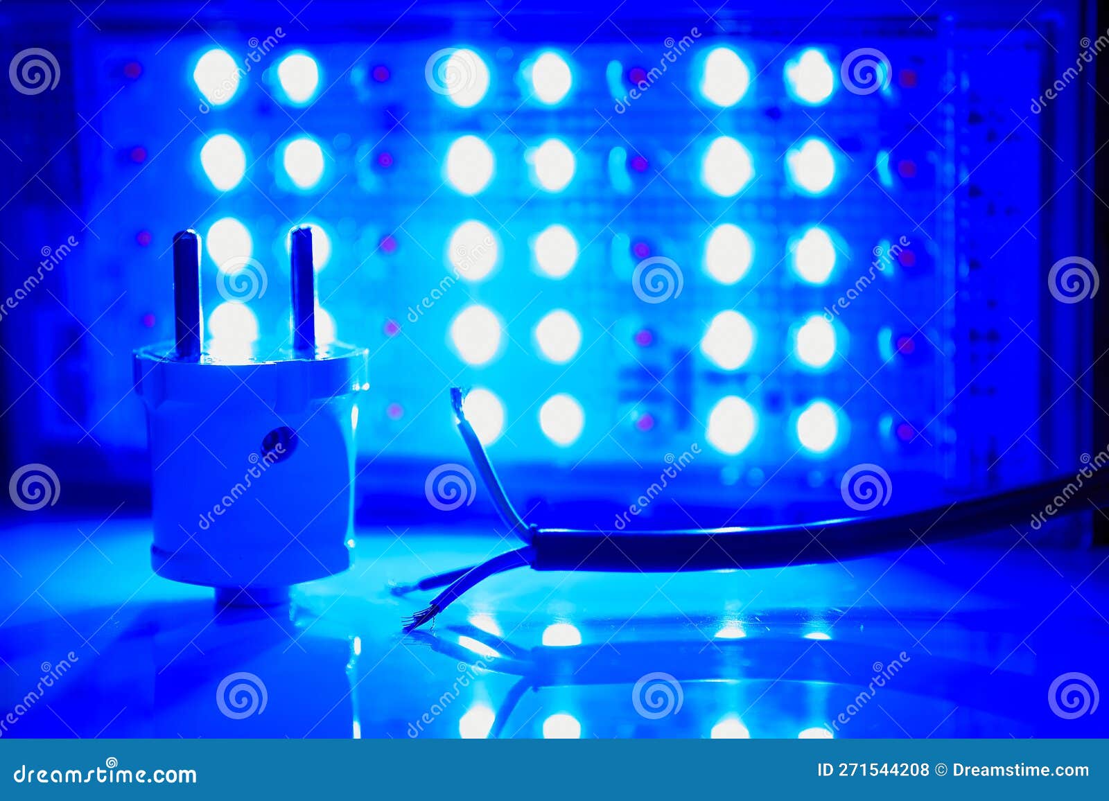 Electrical Blue Equipment Connection. Core Electric Cable and Lighting ...