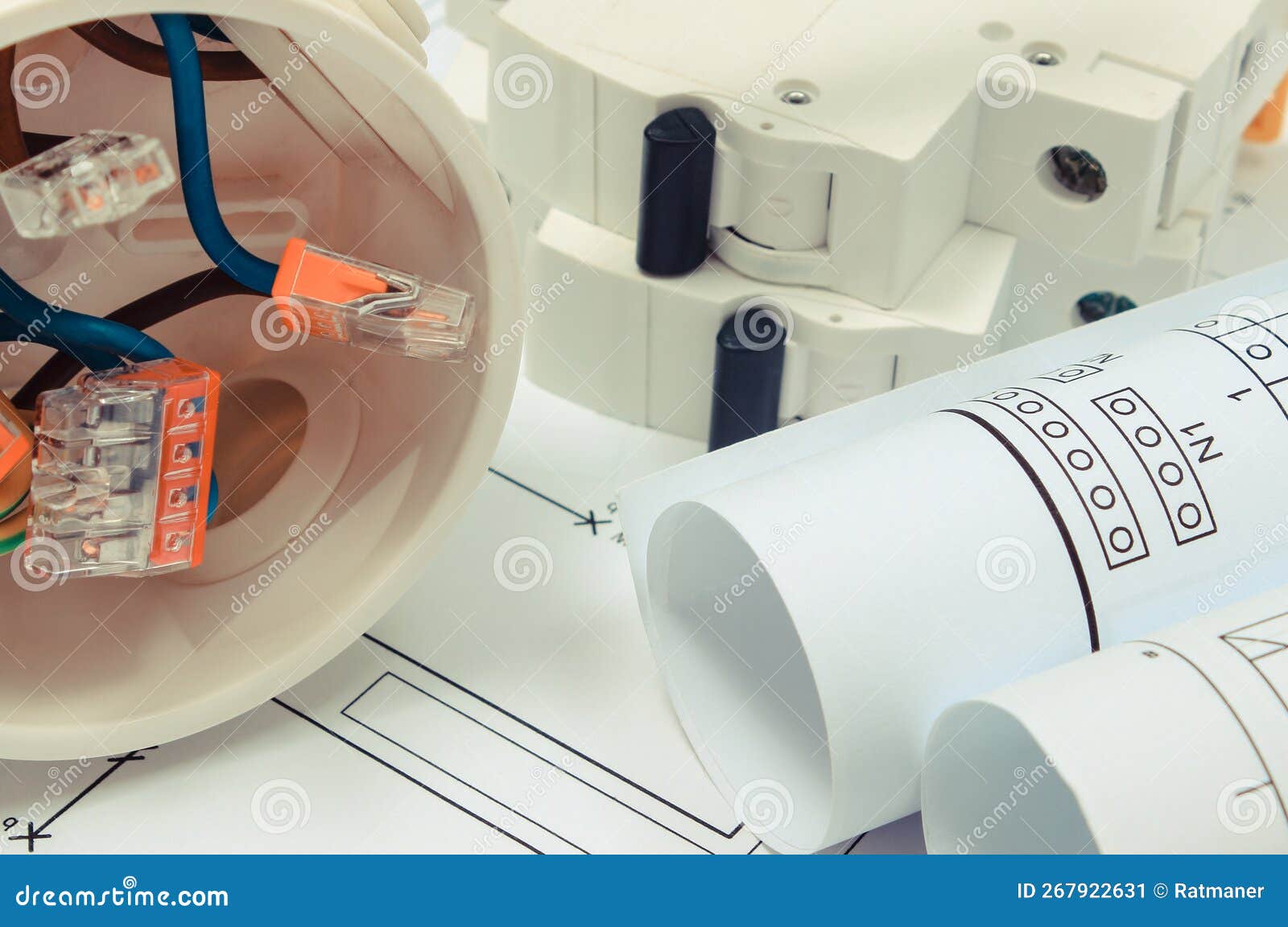 Electrical Box with Connections of Electric Copper Wires, Electric Fuse ...