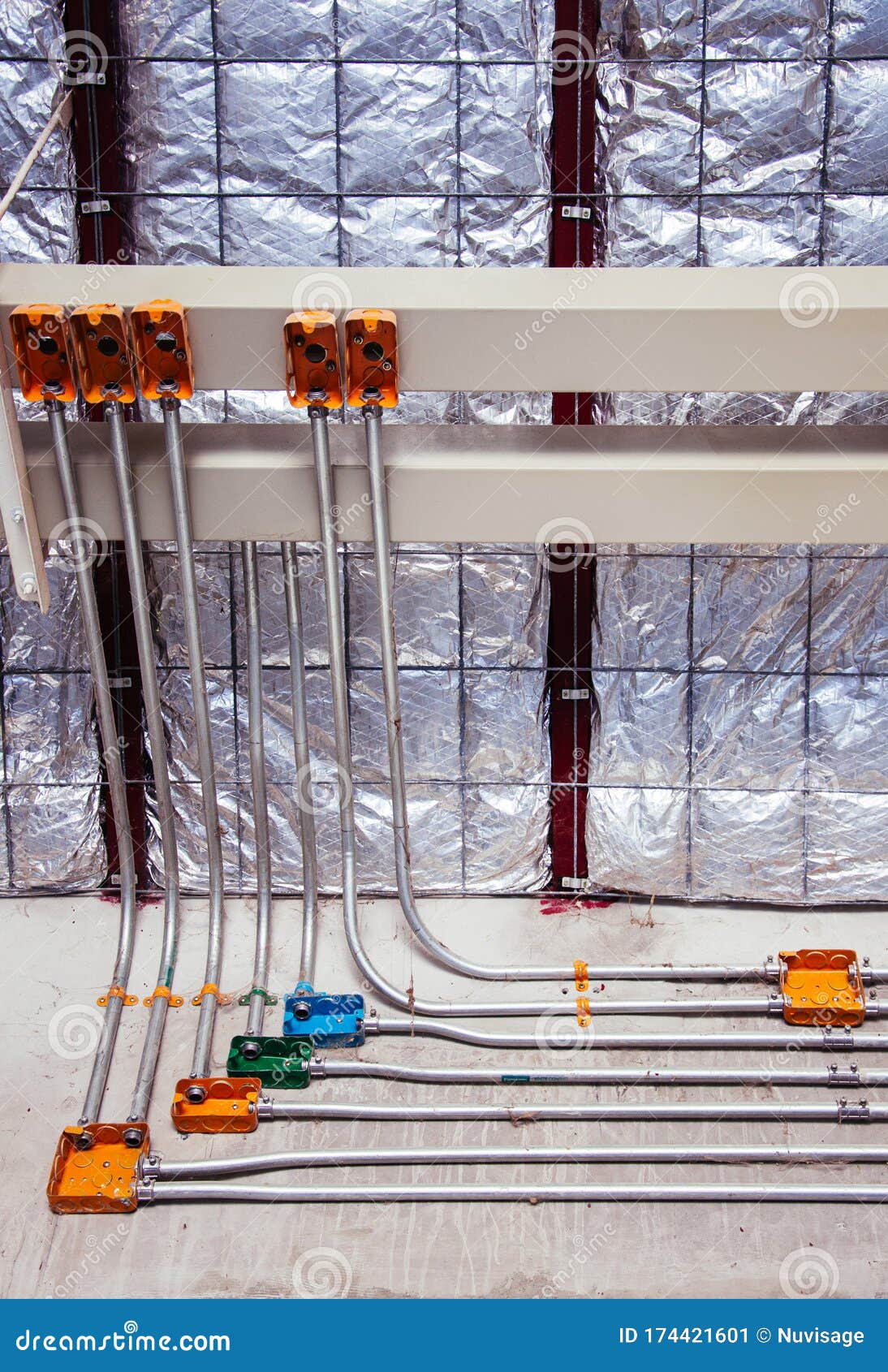 Electrical Box and Electric Wire Pipe on Concrete Wall Stock Image ...