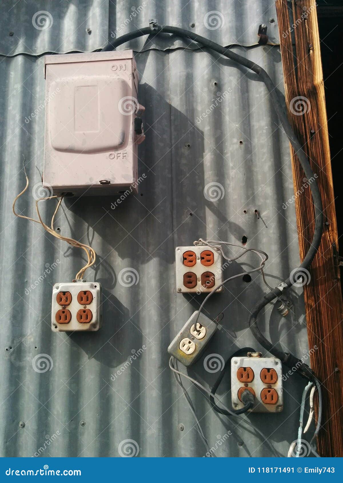 Electrical Box and Many Outlets in Unsafe Configuration Stock Image ...