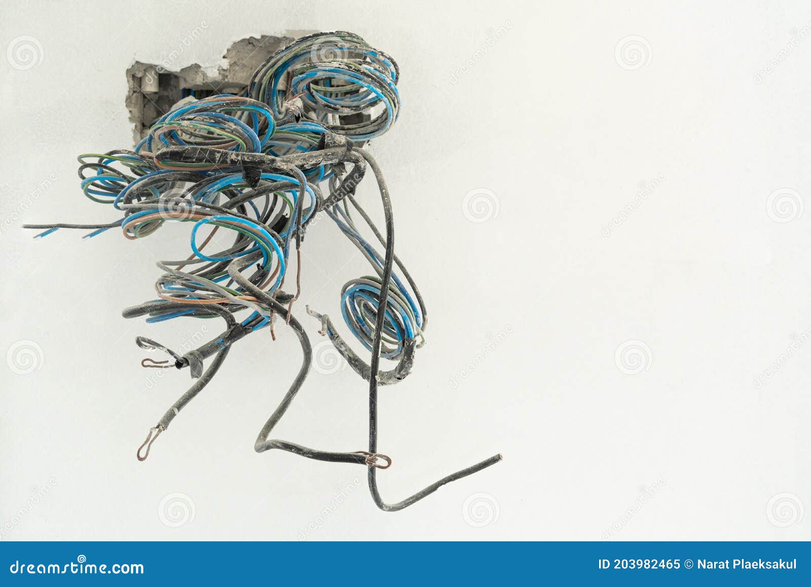 Electrical Box and Power Wires in Concrete Wall Stock Image - Image of ...