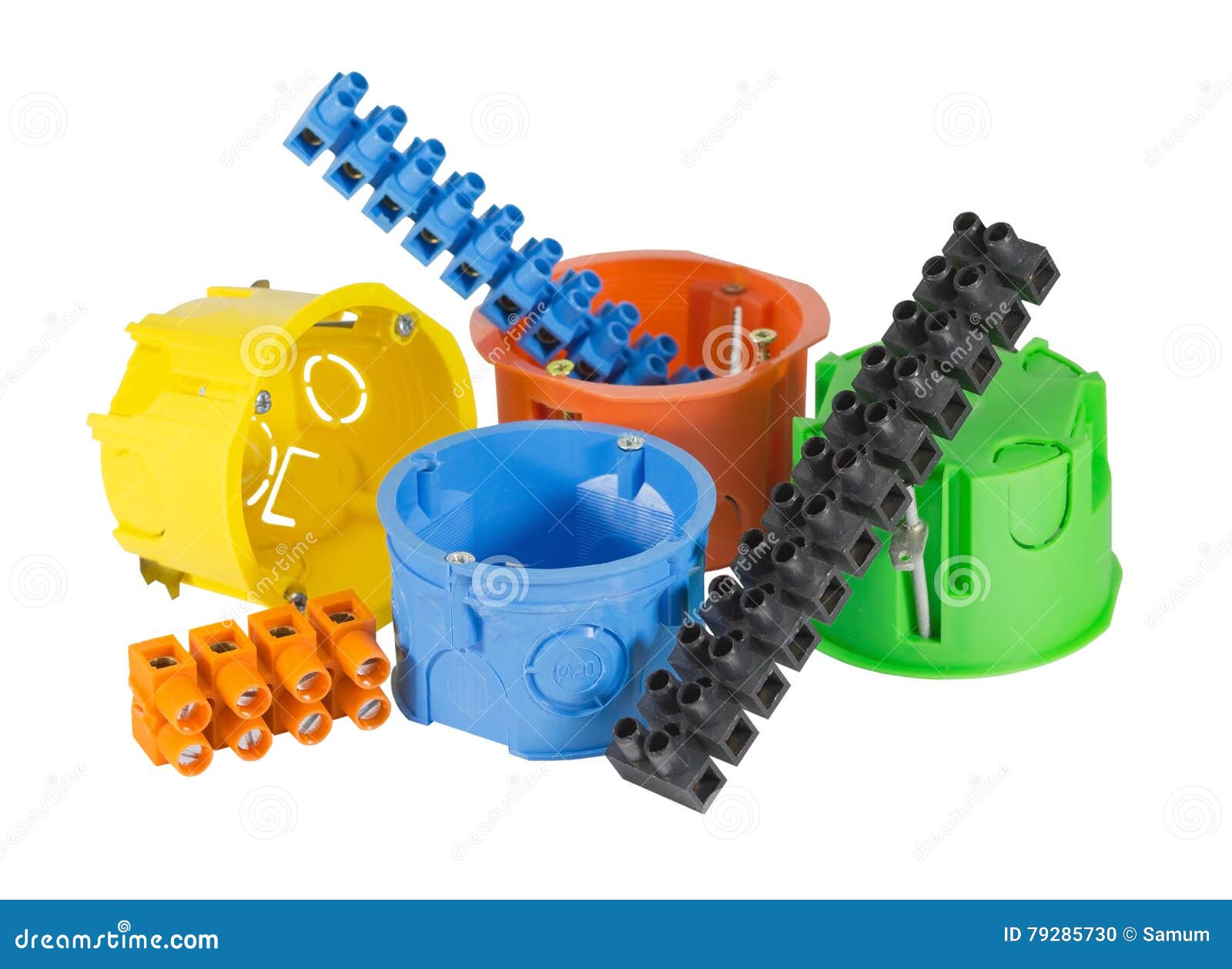 Electrical Boxes with Components Stock Photo - Image of blue ...