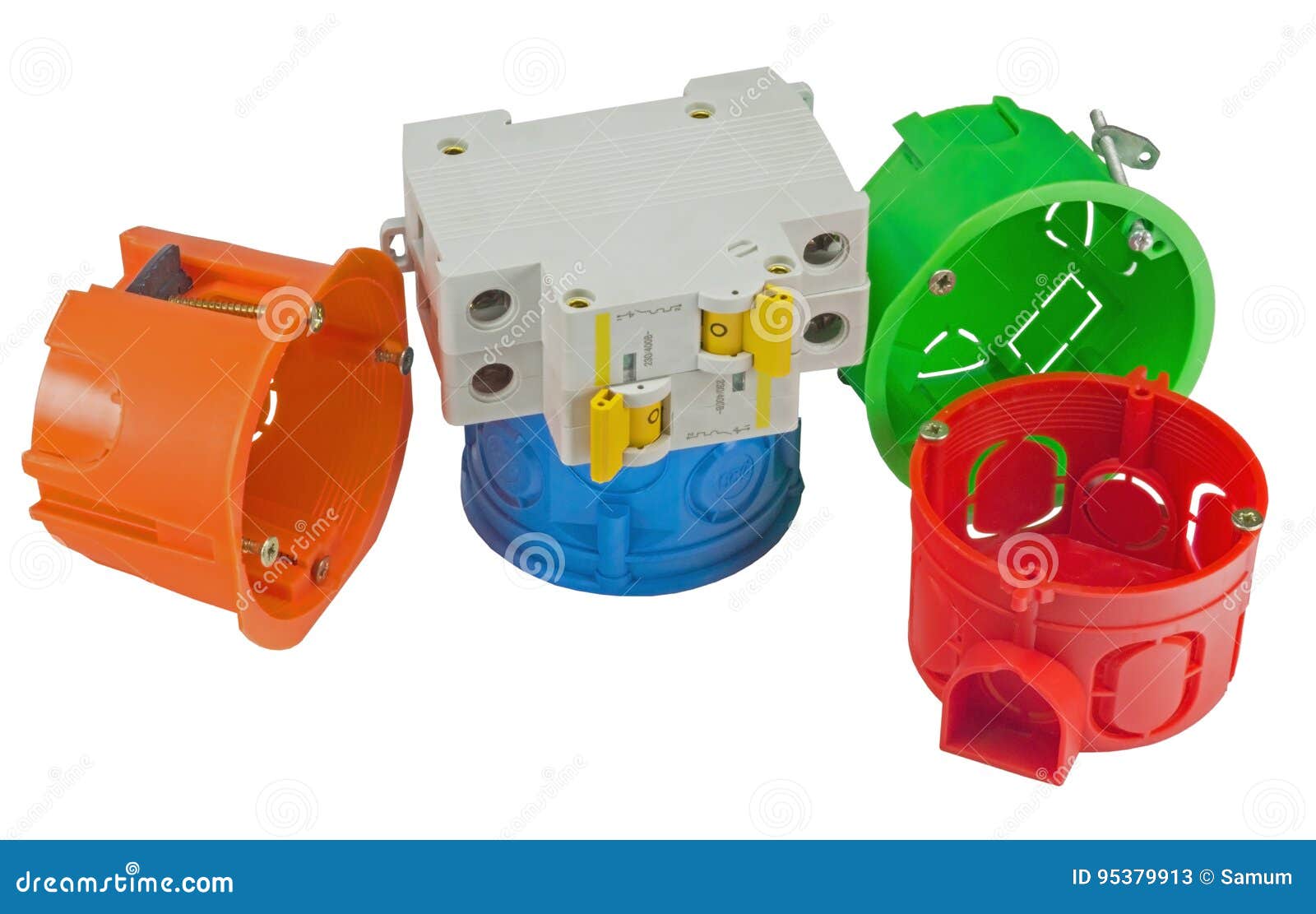 Electrical Boxes with Components Stock Image - Image of connection ...