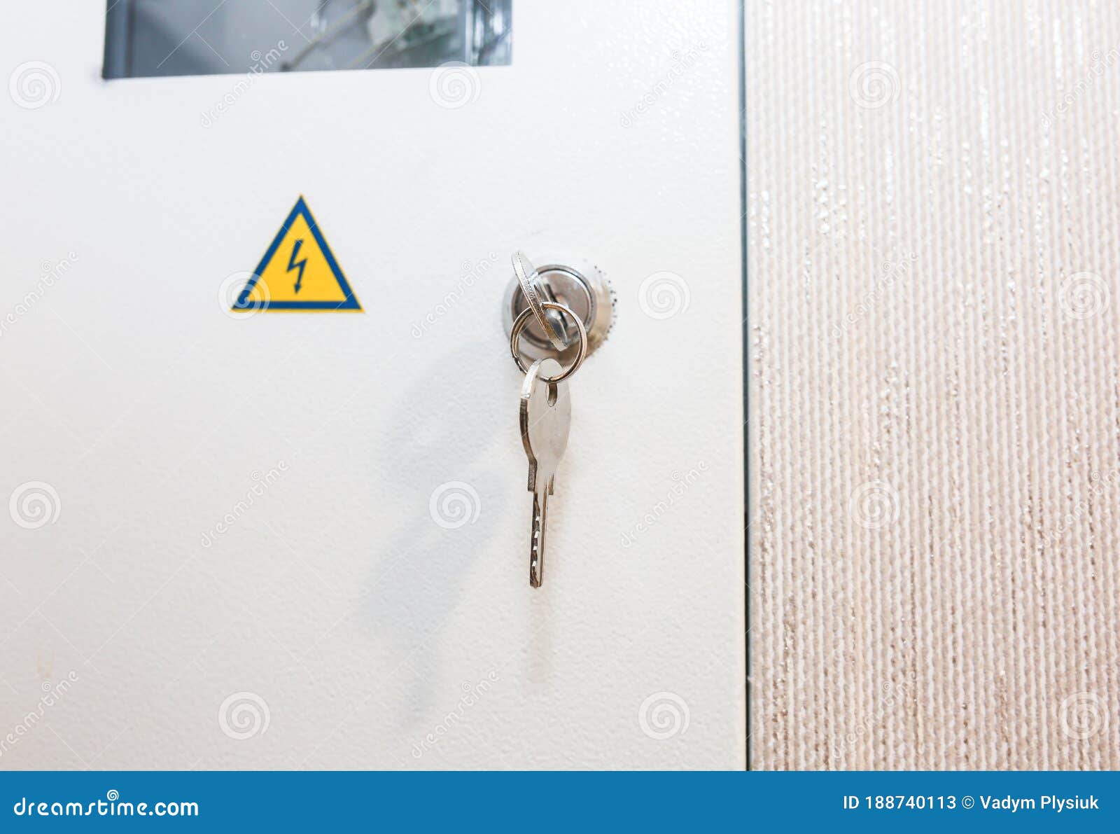 Electrical Breaker Panel in the Flat. Danger Sign Stock Image - Image ...