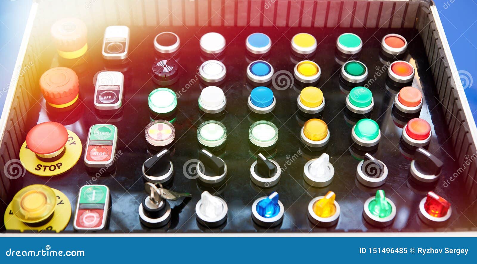 Electrical Buttons Switches in Box Stock Image - Image of industrial ...