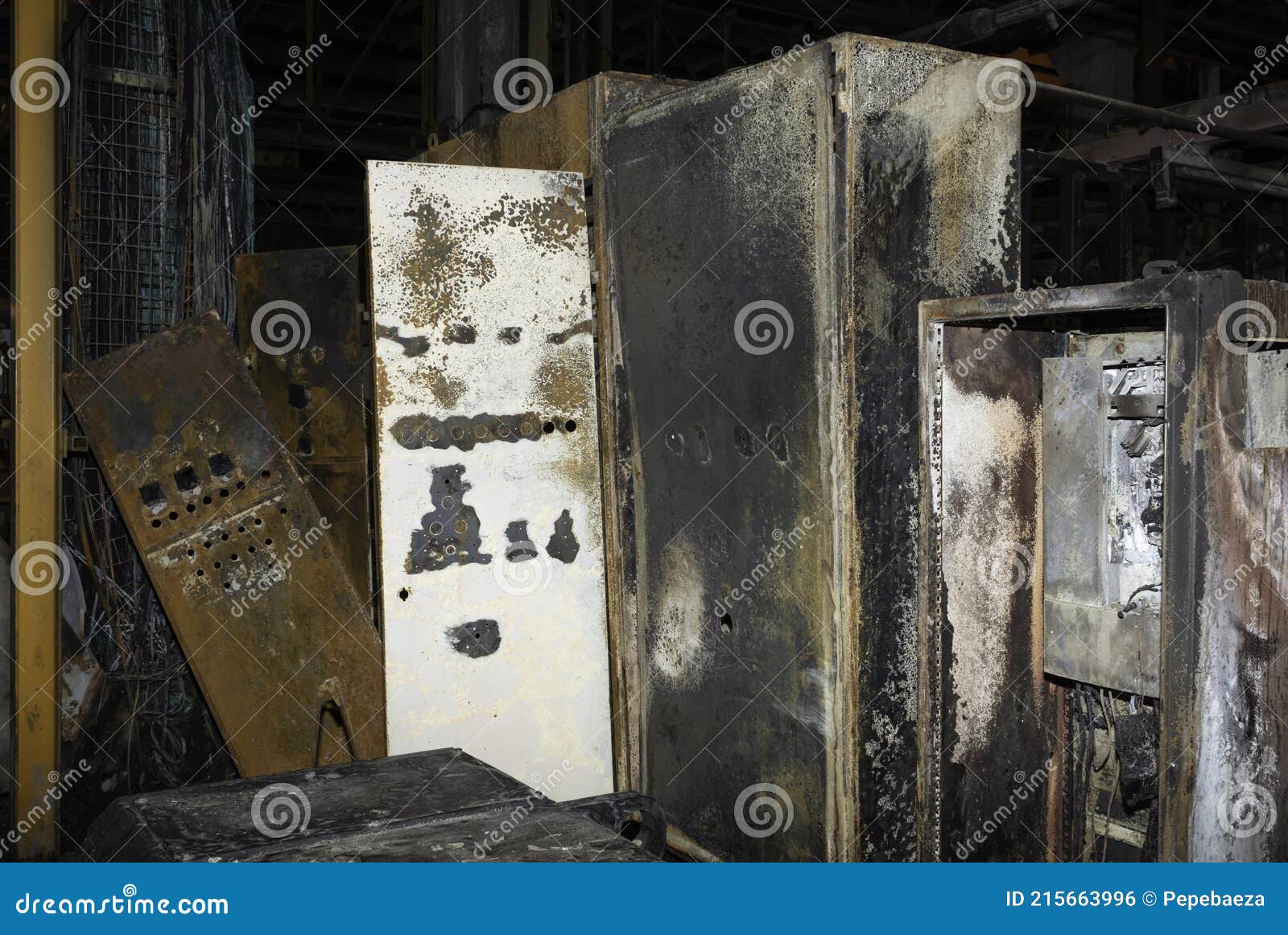 Electrical cabinet burned stock photo. Image of environment - 215663996