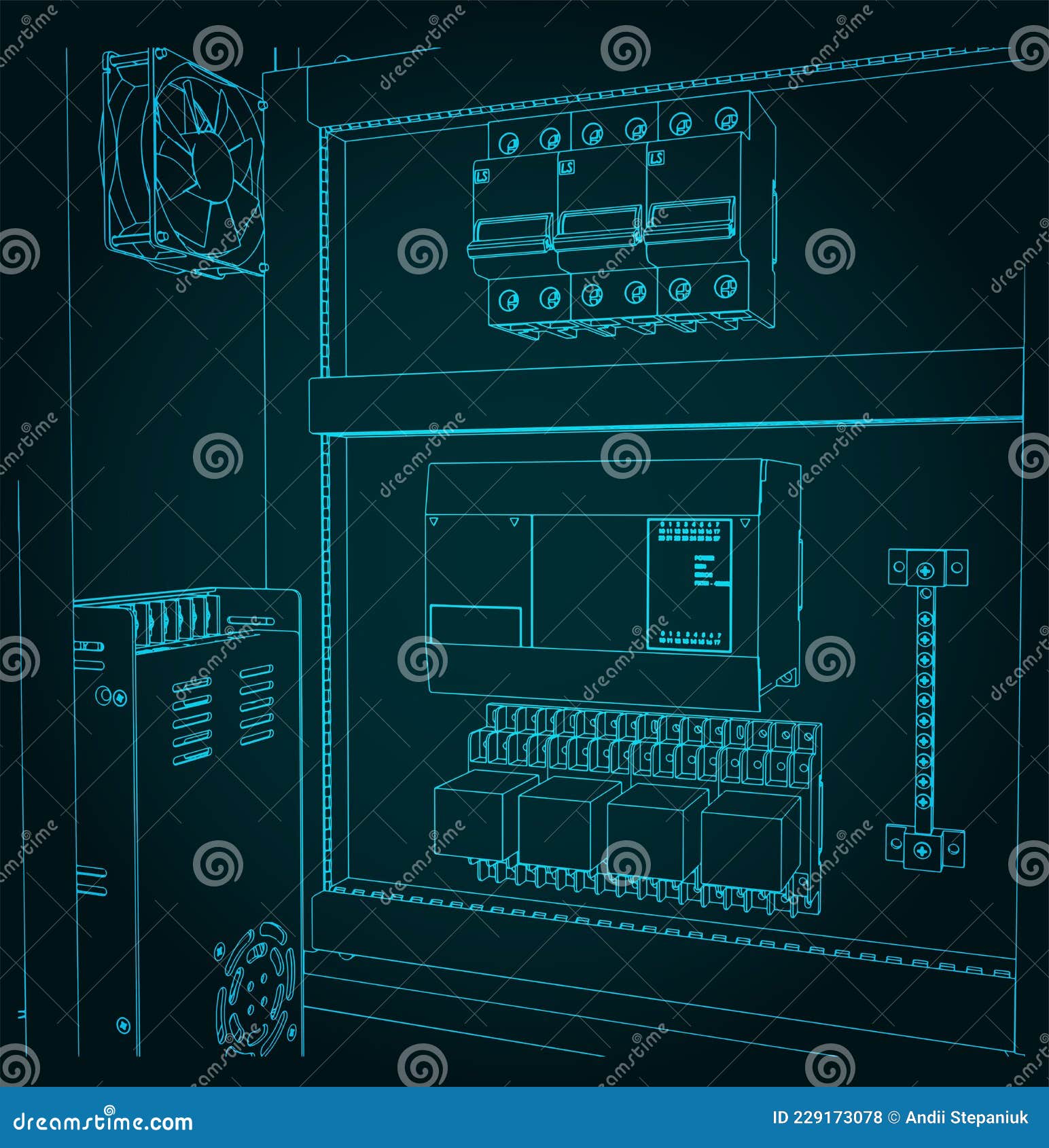 Electrical Cabinet Close Up Stock Vector - Illustration of drawings ...
