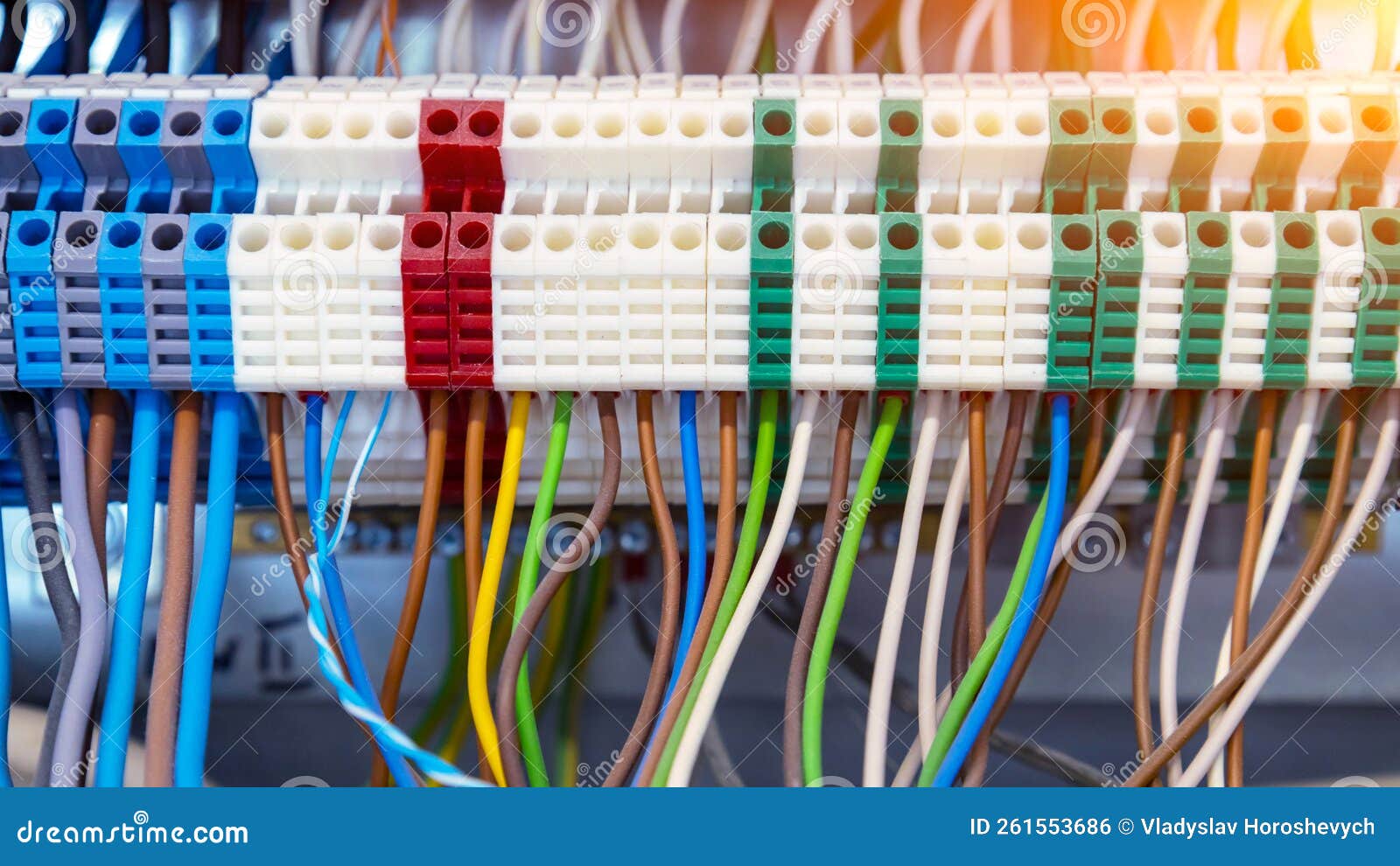 Electrical Cabinet With Multi-colored Electric Wires Connected To ...