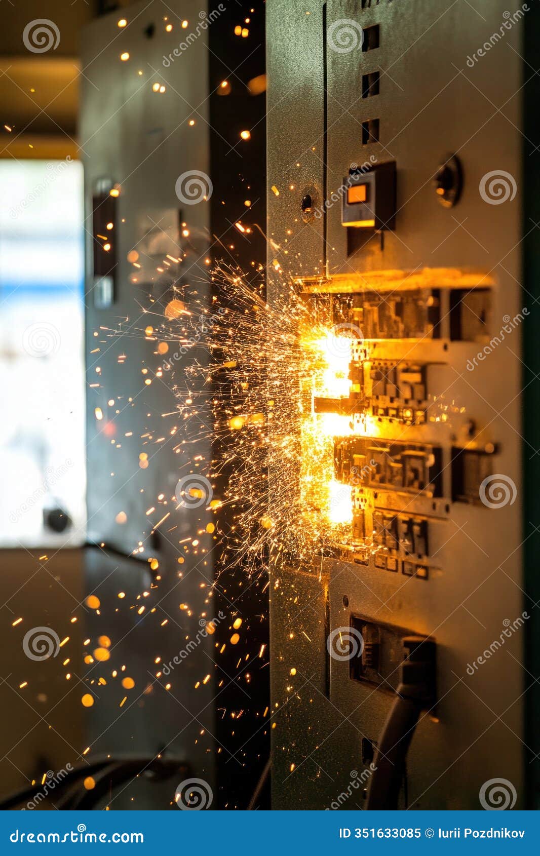 Electrical Cabinet Panel Exploding Creating Sparks and Fire in Server ...