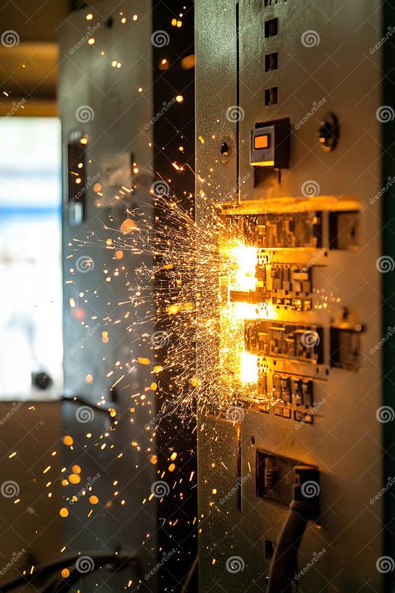 Electrical Cabinet Panel Exploding Creating Sparks and Fire in Server ...