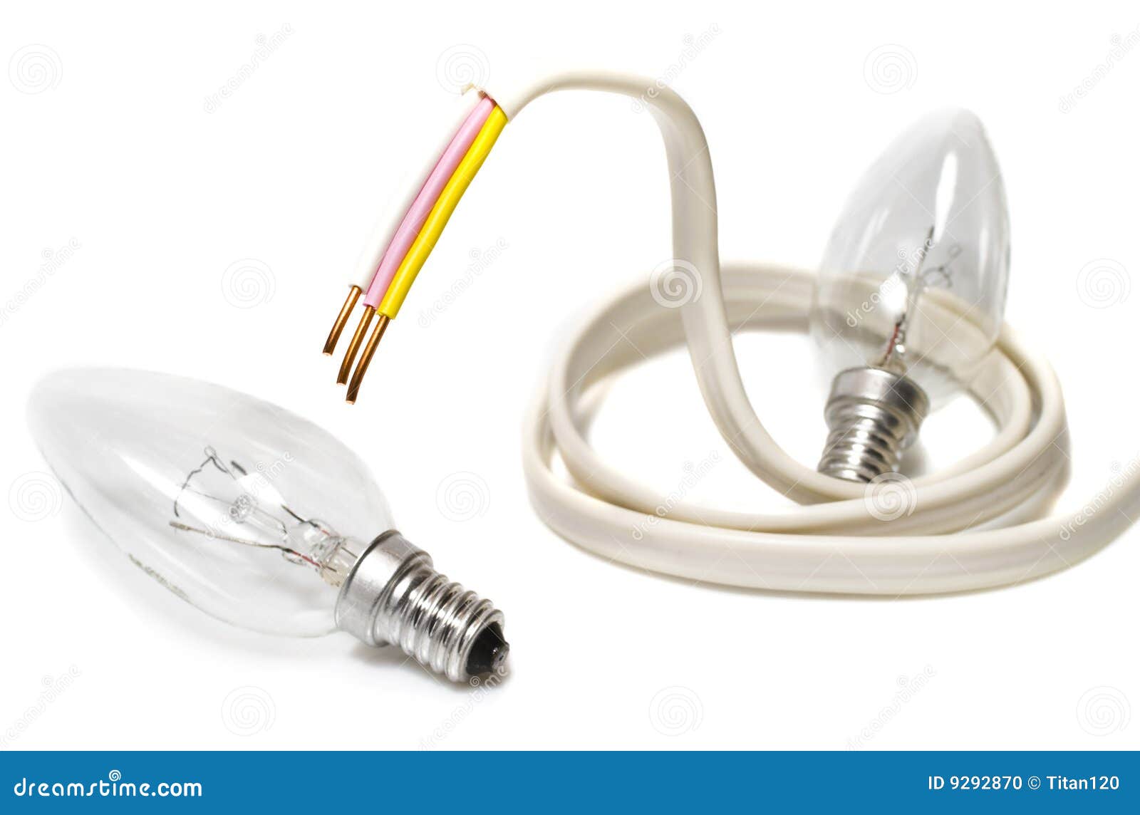 Electrical Cable and Bulb on White Background Stock Photo - Image of ...