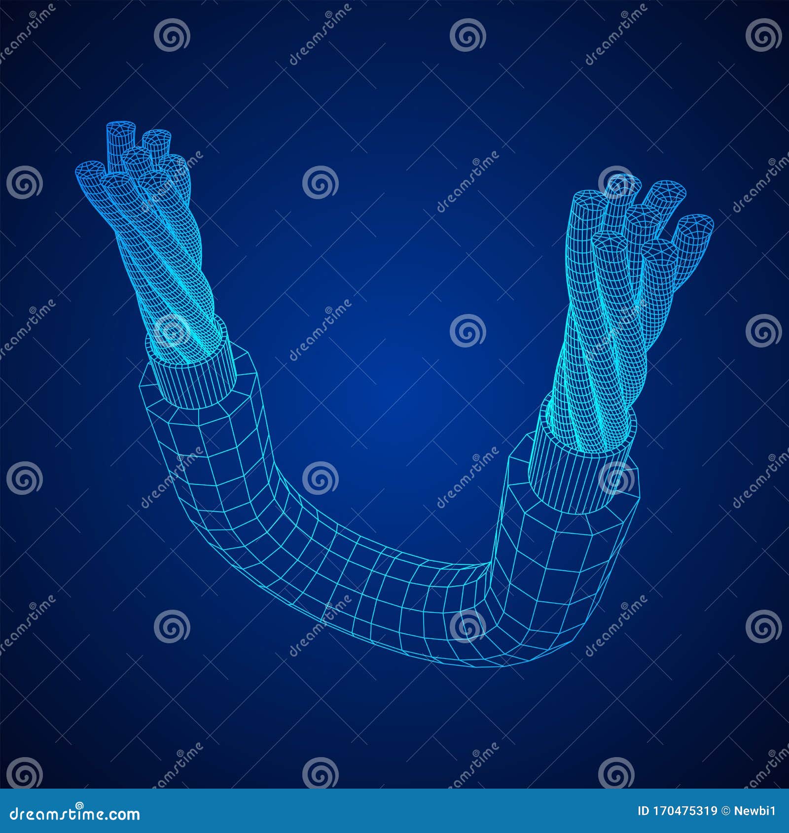 Electrical cable wireframe stock vector. Illustration of background ...