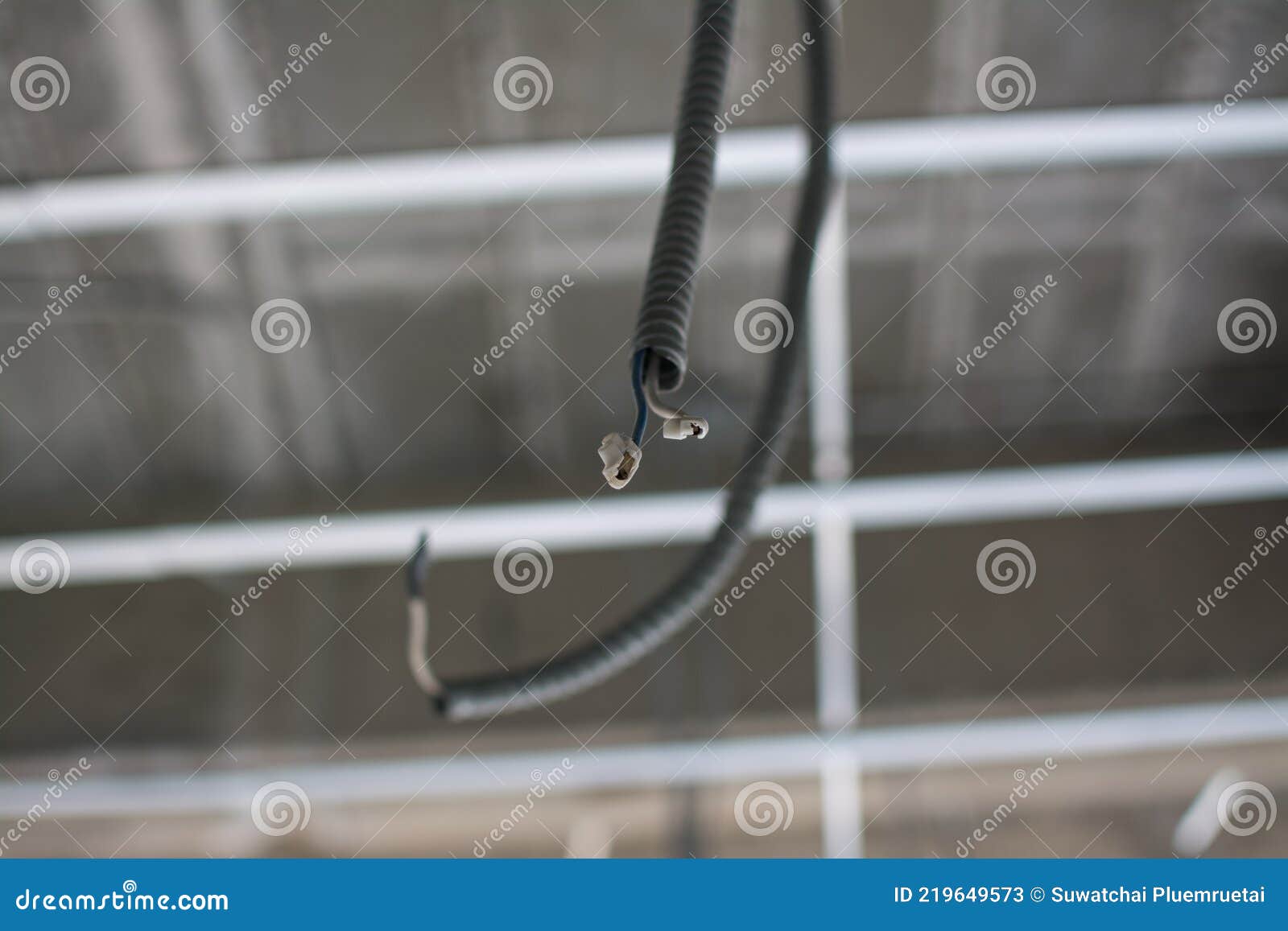 Electrical Cable in Galvanized Conduit Pipe Connection Stock Image ...