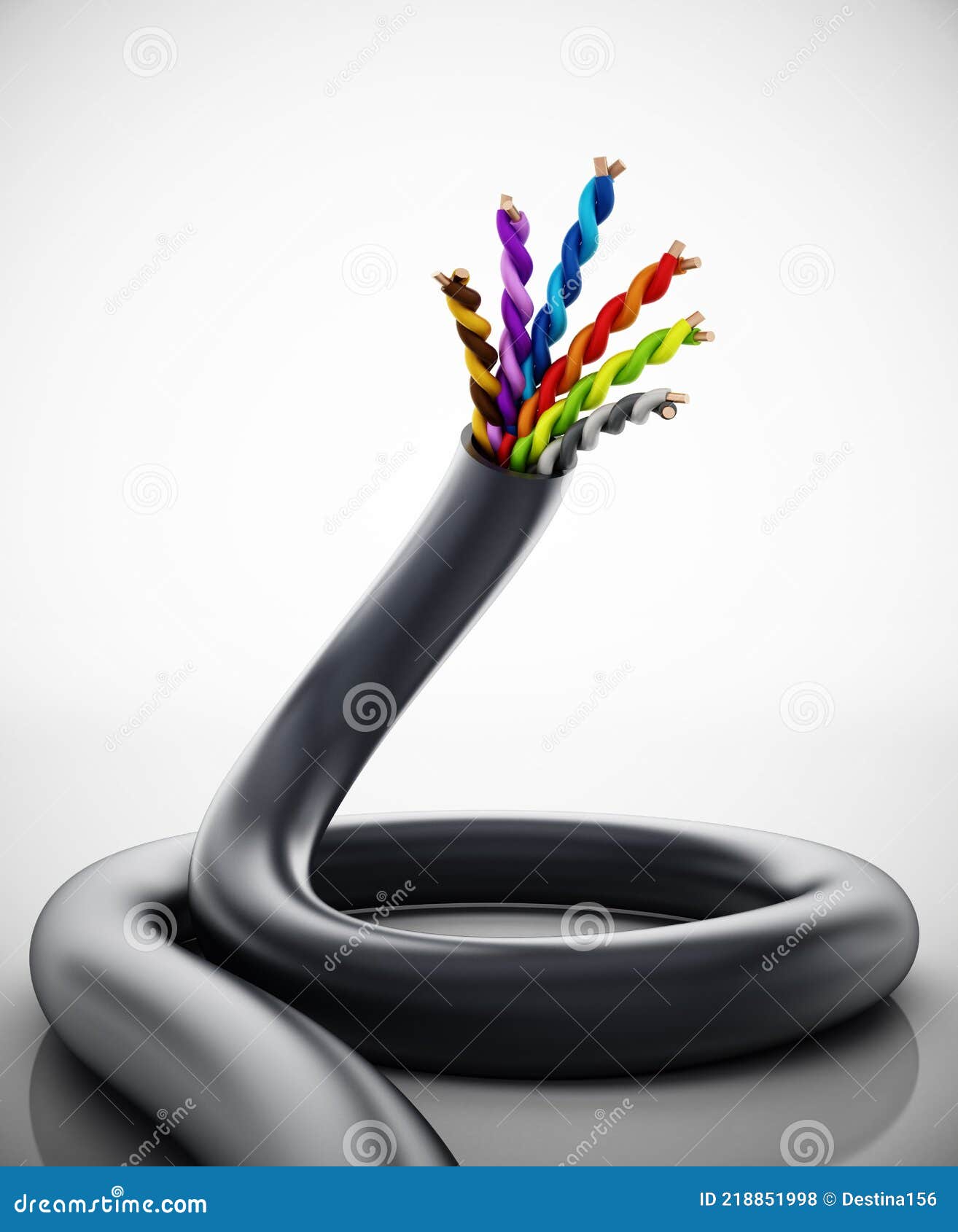 Electrical Cable Isolated on White Background. 3D Illustration Stock ...