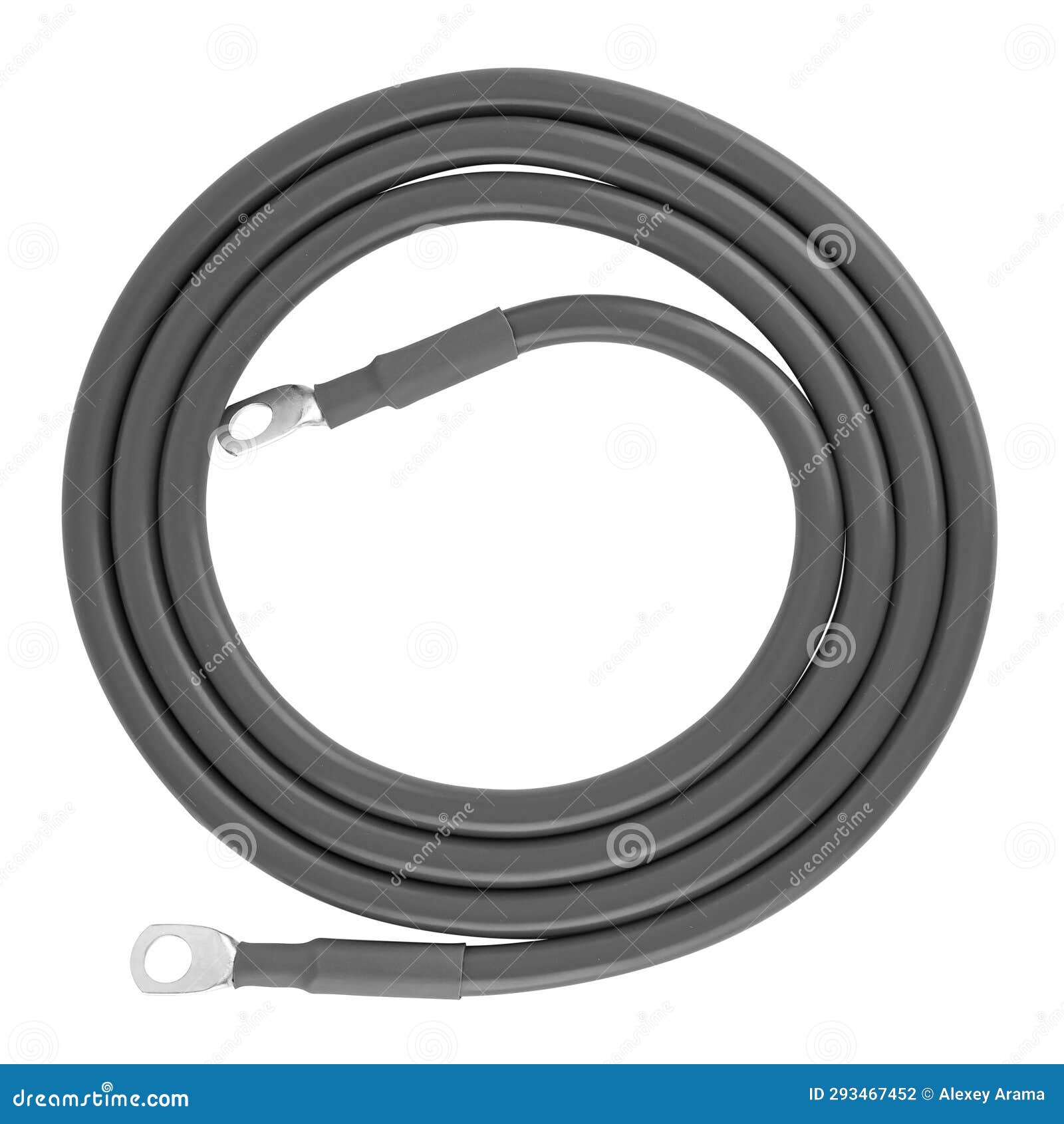Electrical Cable with Metal Contacts Insulated on White Background ...