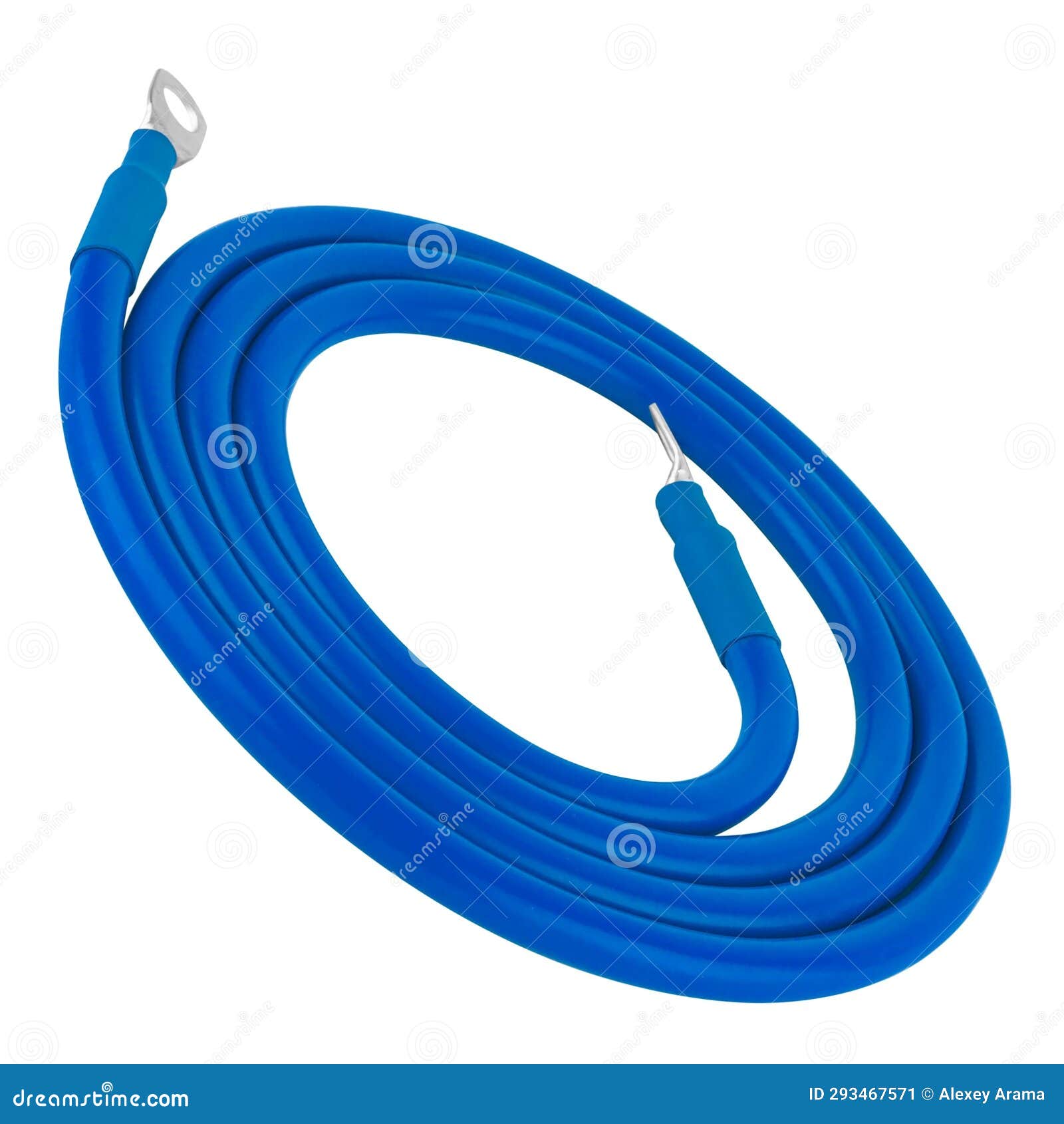 Electrical Cable with Metal Contacts Insulated on White Background ...
