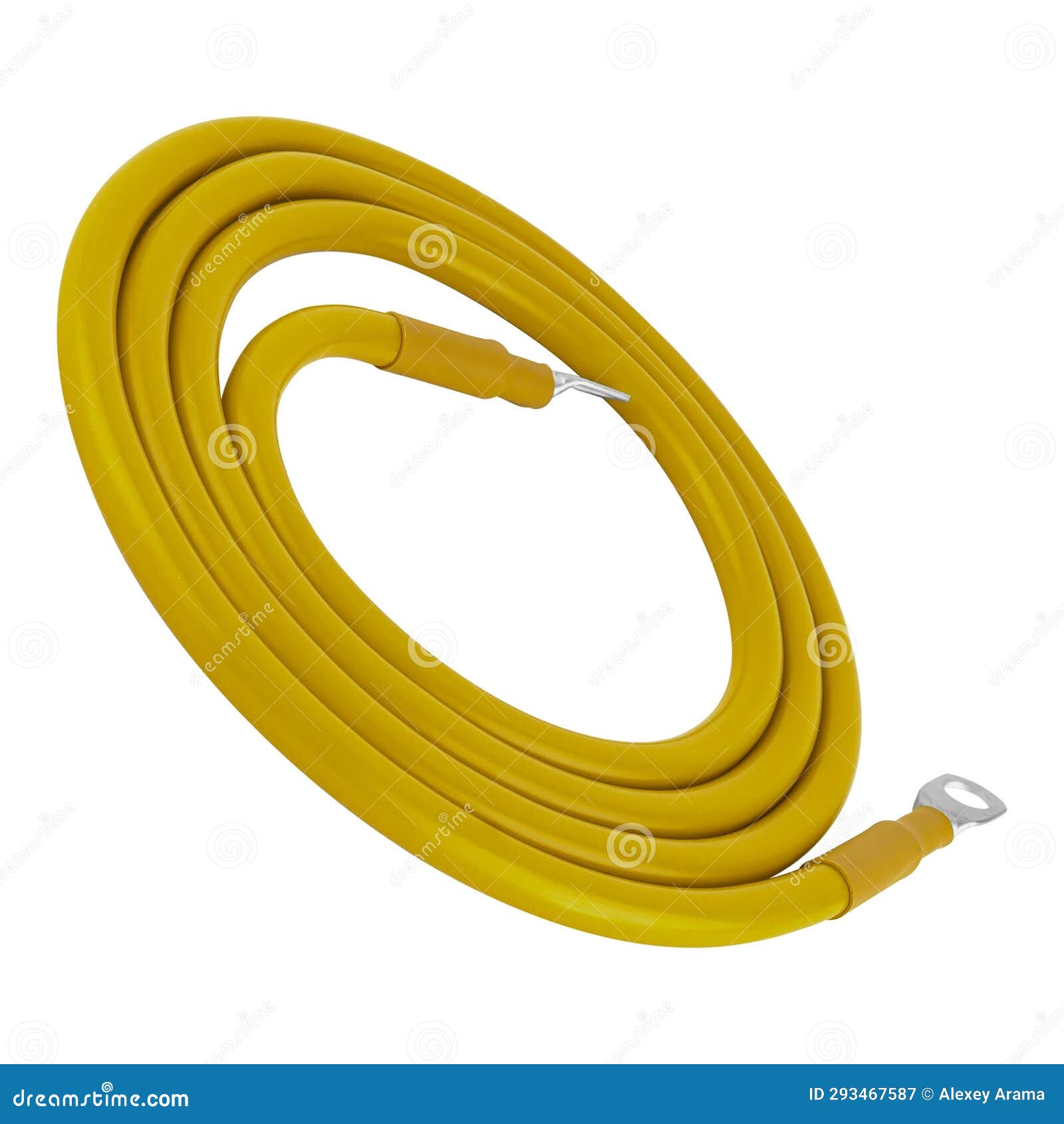 Electrical Cable with Metal Contacts Insulated on White Background ...