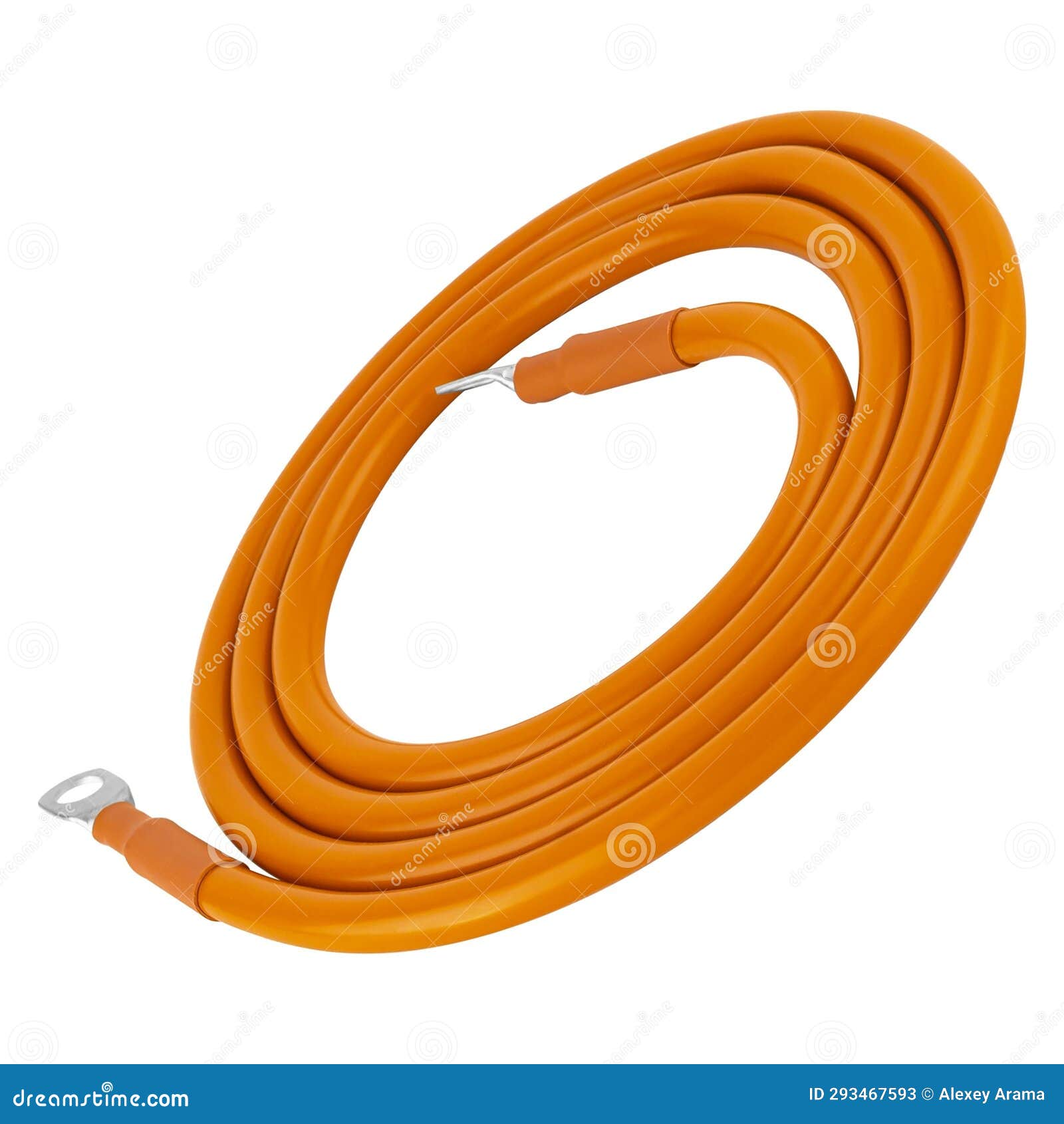 Electrical Cable with Metal Contacts Insulated on White Background ...