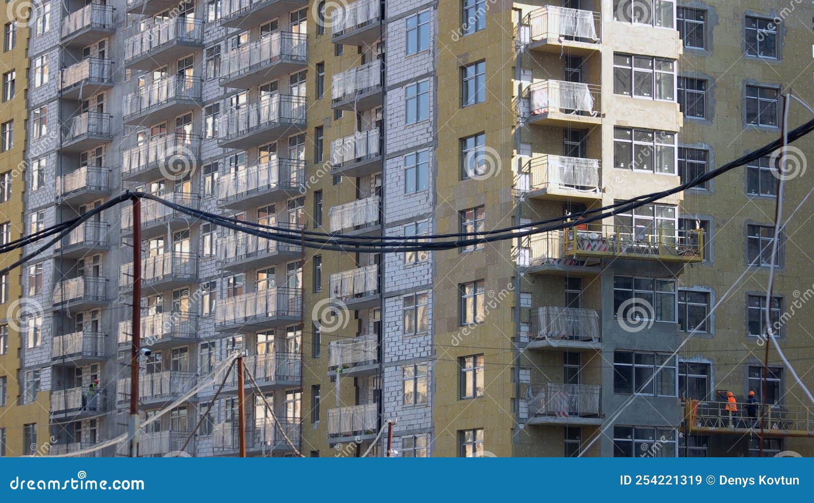 Electrical Cable and New High-rise Skyscraper Building. Stock Image ...