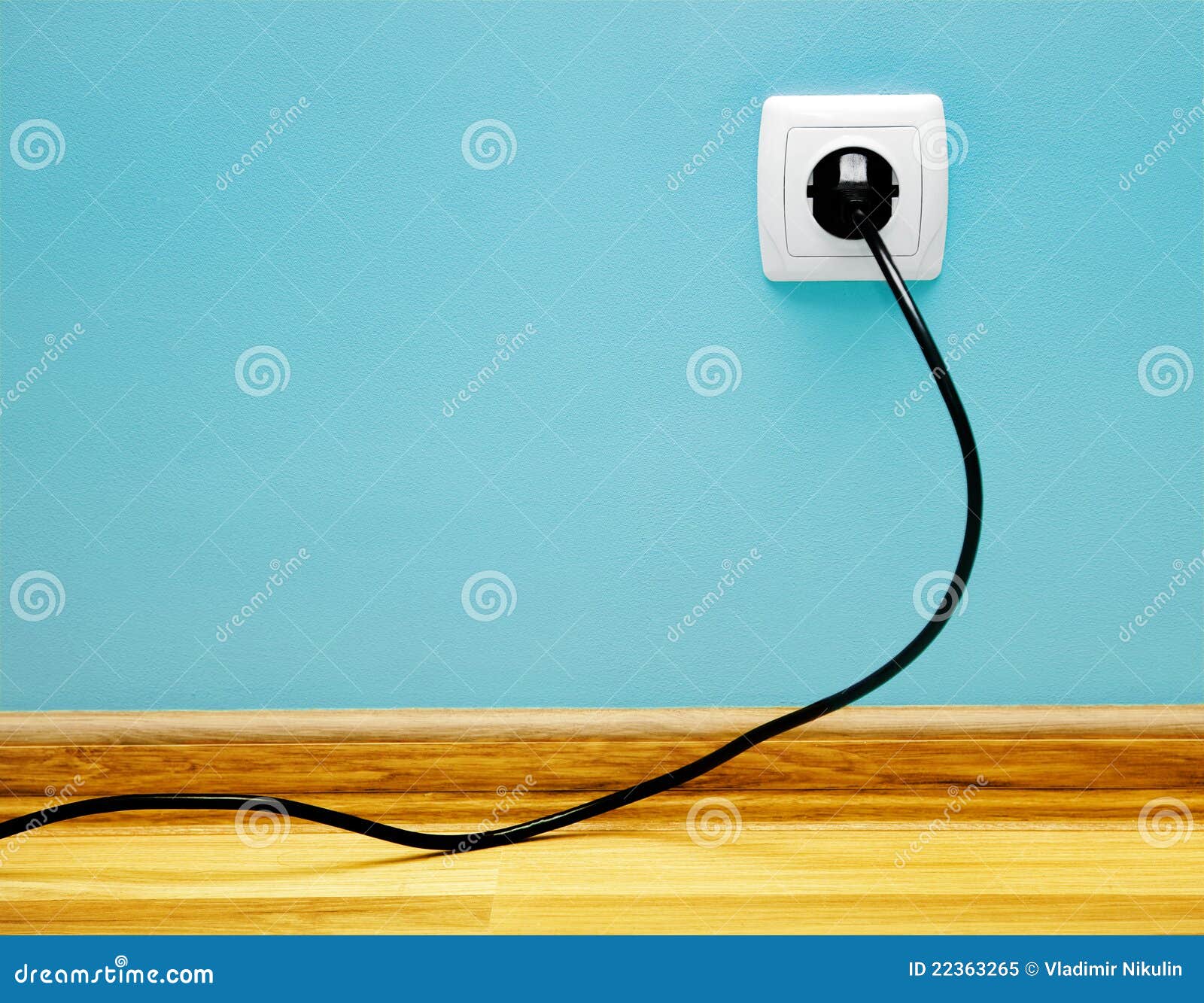 Electrical Cable into the Socket. Stock Image - Image of black ...