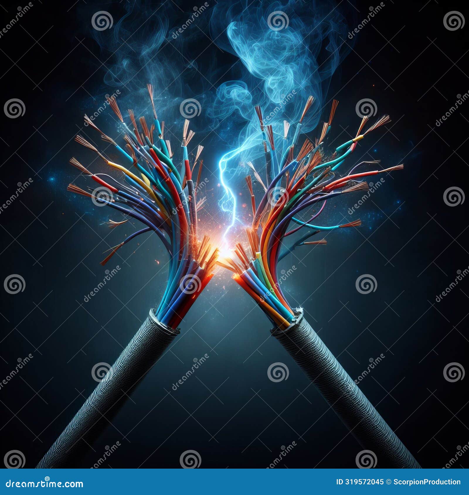 Electrical Cable Sparks in Dynamic Motion Stock Image - Image of ...