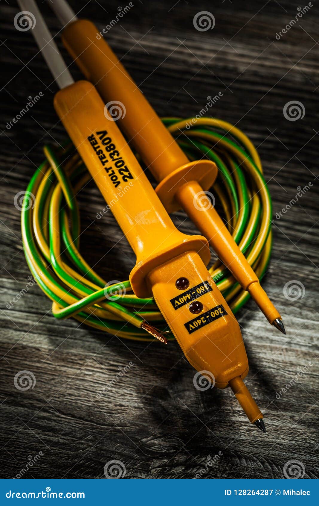 Electrical Cable Tester on Wooden Board Stock Image - Image of rolled ...