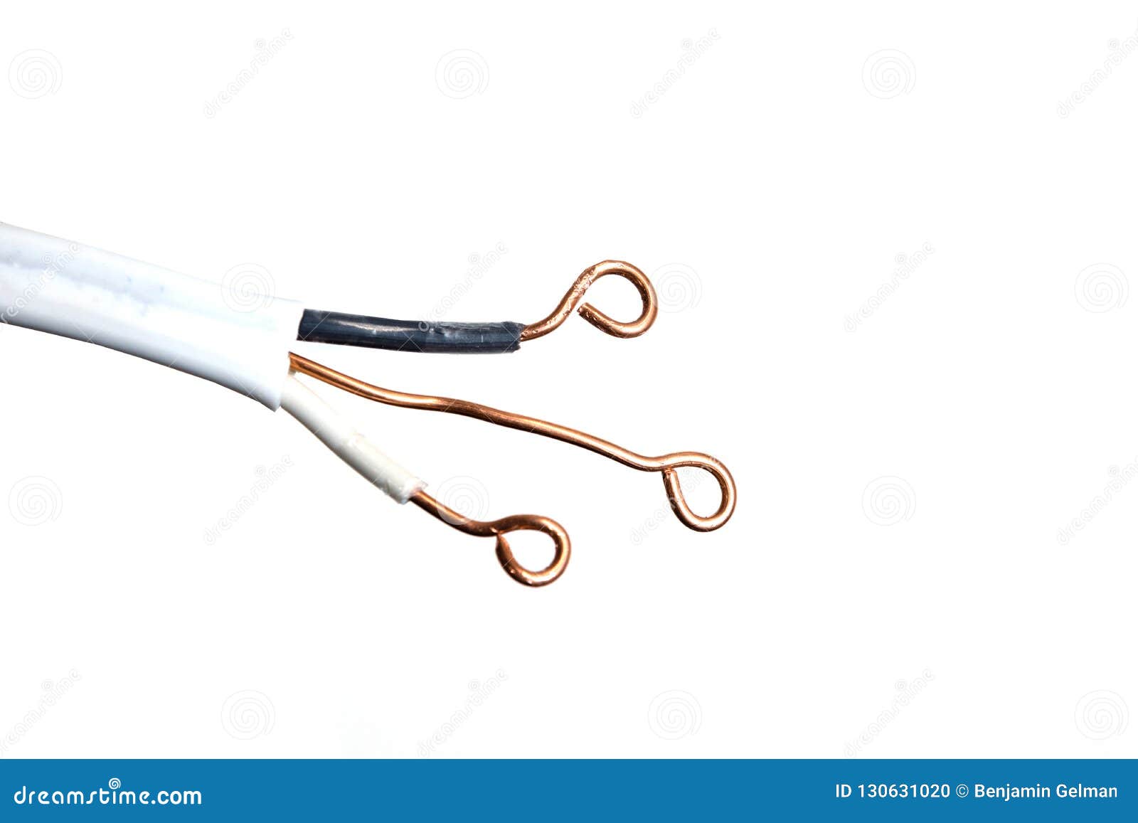 Electrical Cable with Three Wires Prepared for Connection Stock Photo ...
