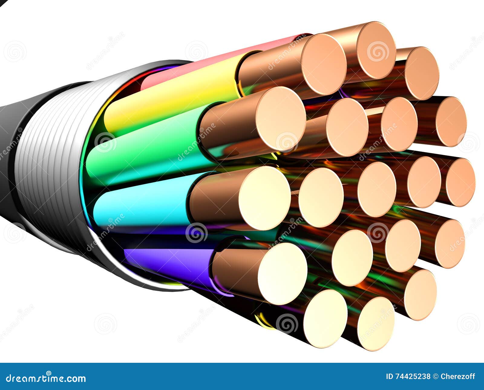 Electrical Cable on White Background. Close-up Stock Illustration ...