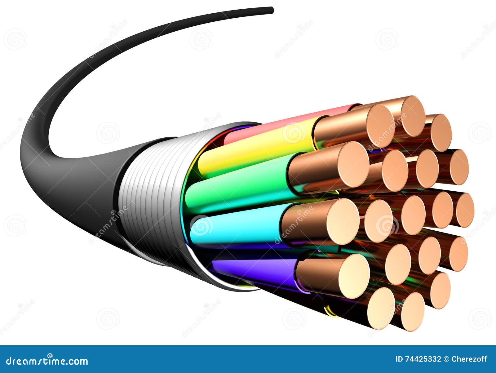 Electrical Cable on White Background. Close-up Stock Illustration ...