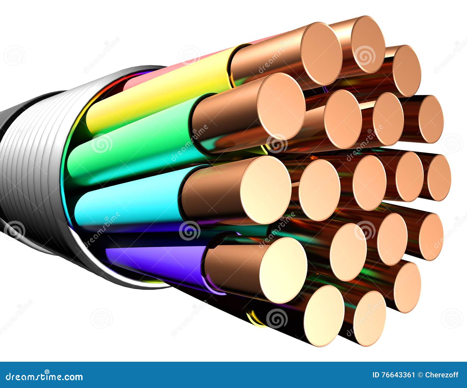 Electrical Cable on White Background. Close-up Stock Image - Image of ...