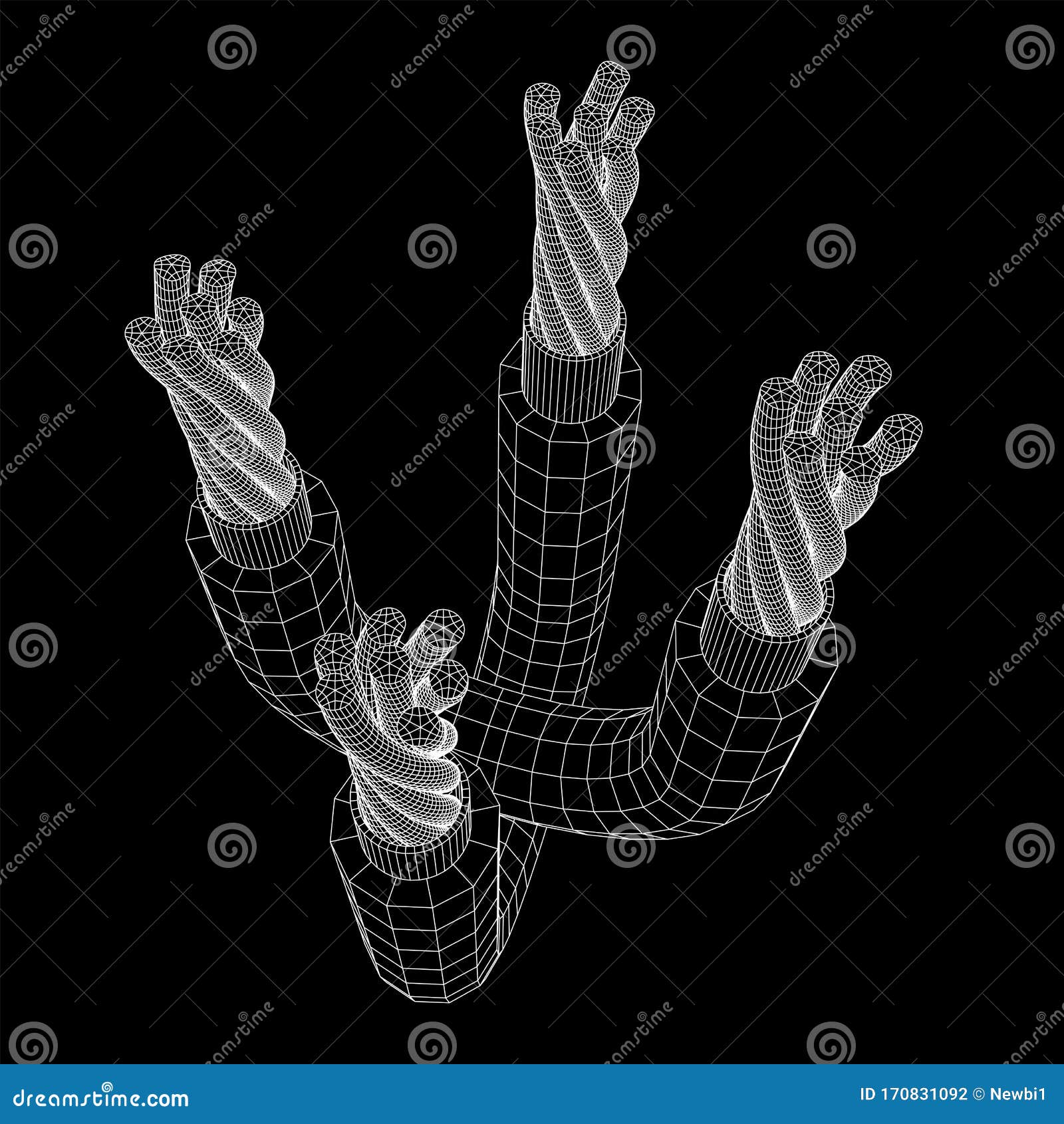 Electrical cable wireframe stock vector. Illustration of copper - 170831092