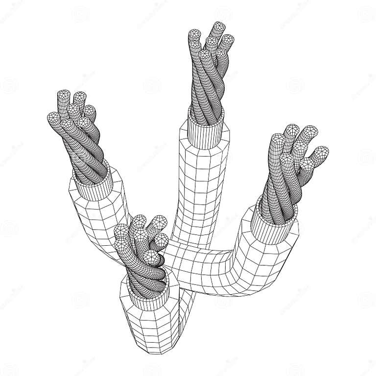 Electrical cable wireframe stock vector. Illustration of line - 173862715