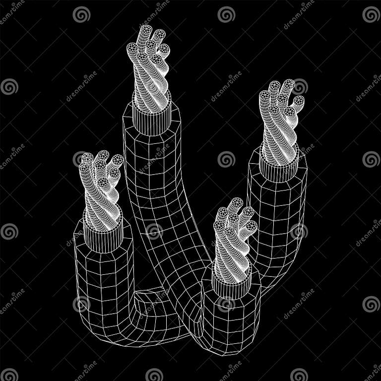 Electrical cable wireframe stock vector. Illustration of hardware ...