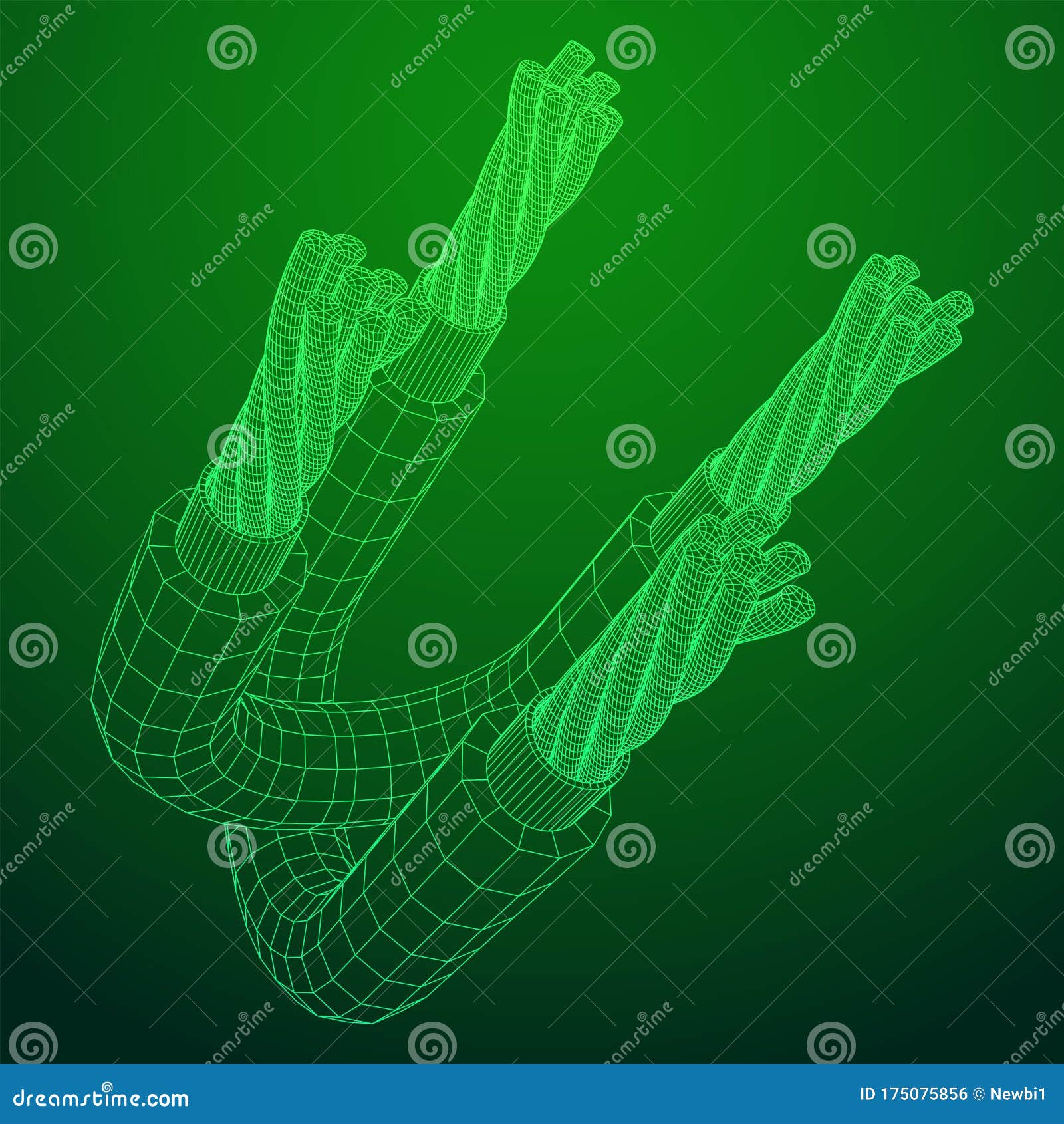 Electrical cable wireframe stock vector. Illustration of copper - 175075856