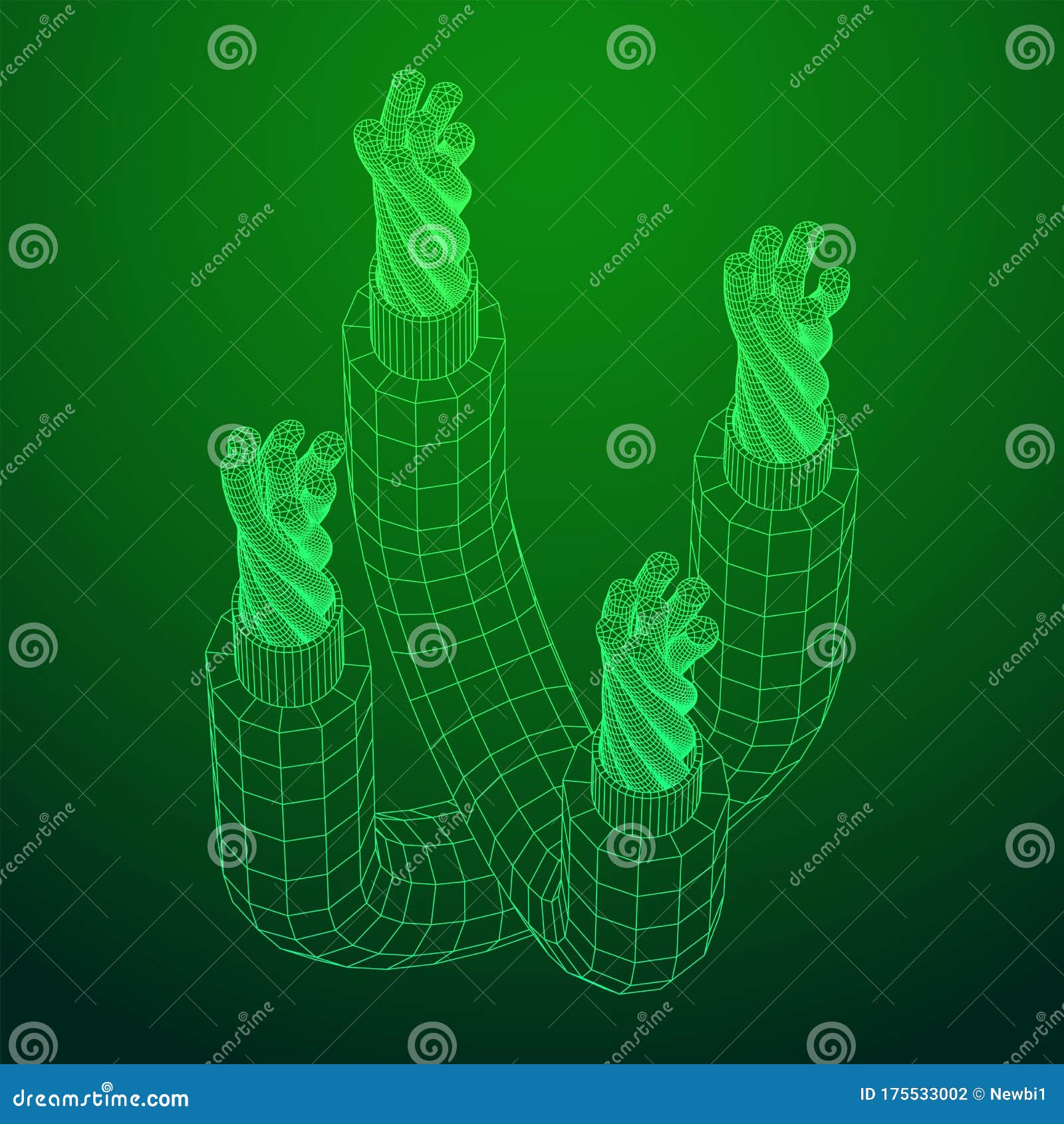 Electrical cable wireframe stock vector. Illustration of electrician ...