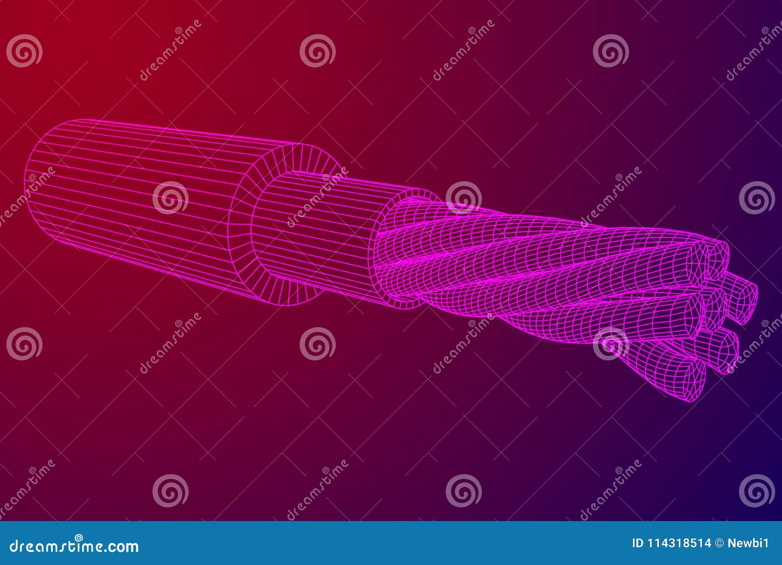 Electrical cable wireframe stock vector. Illustration of frame - 114318514