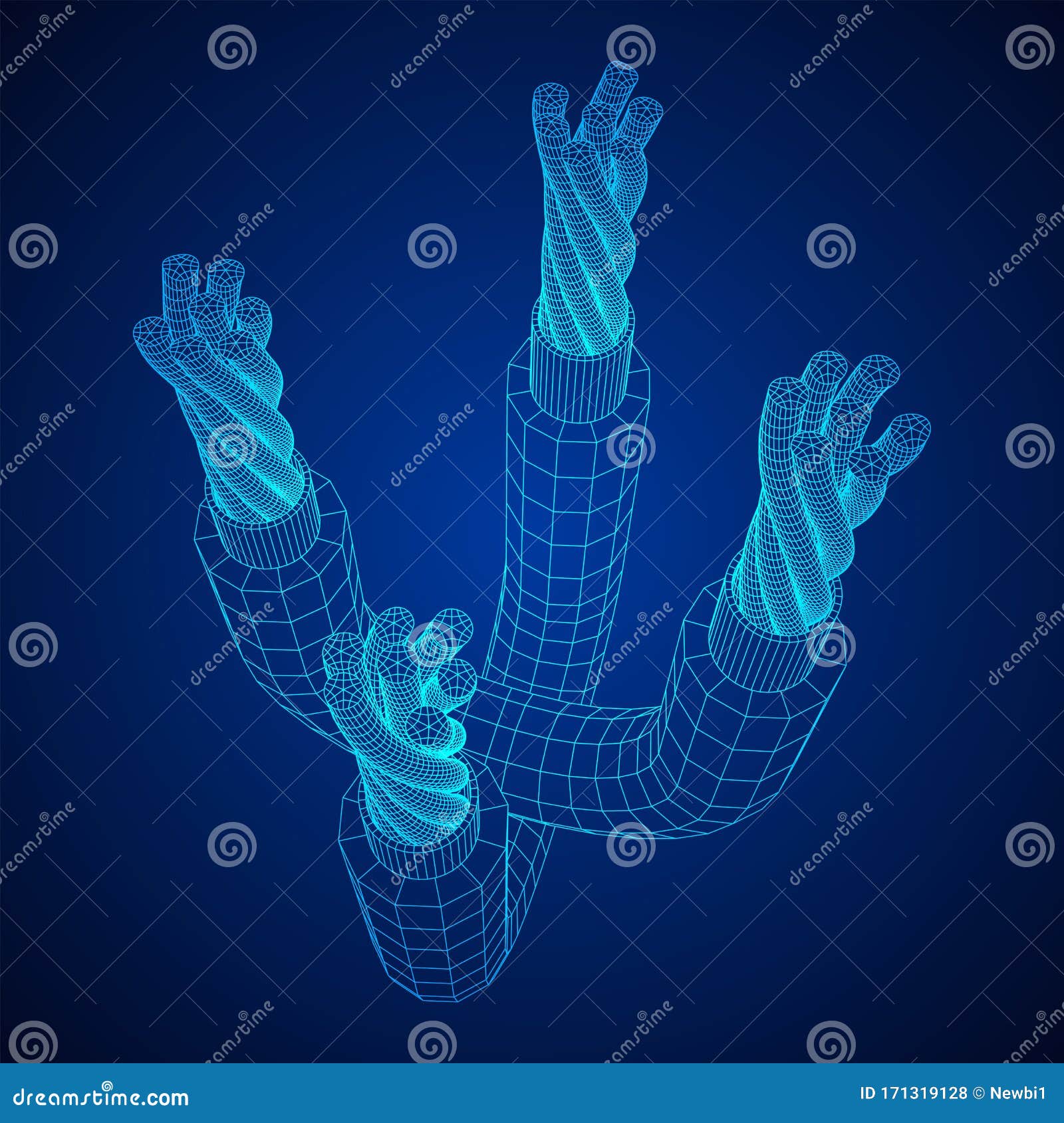 Electrical cable wireframe stock vector. Illustration of industry ...