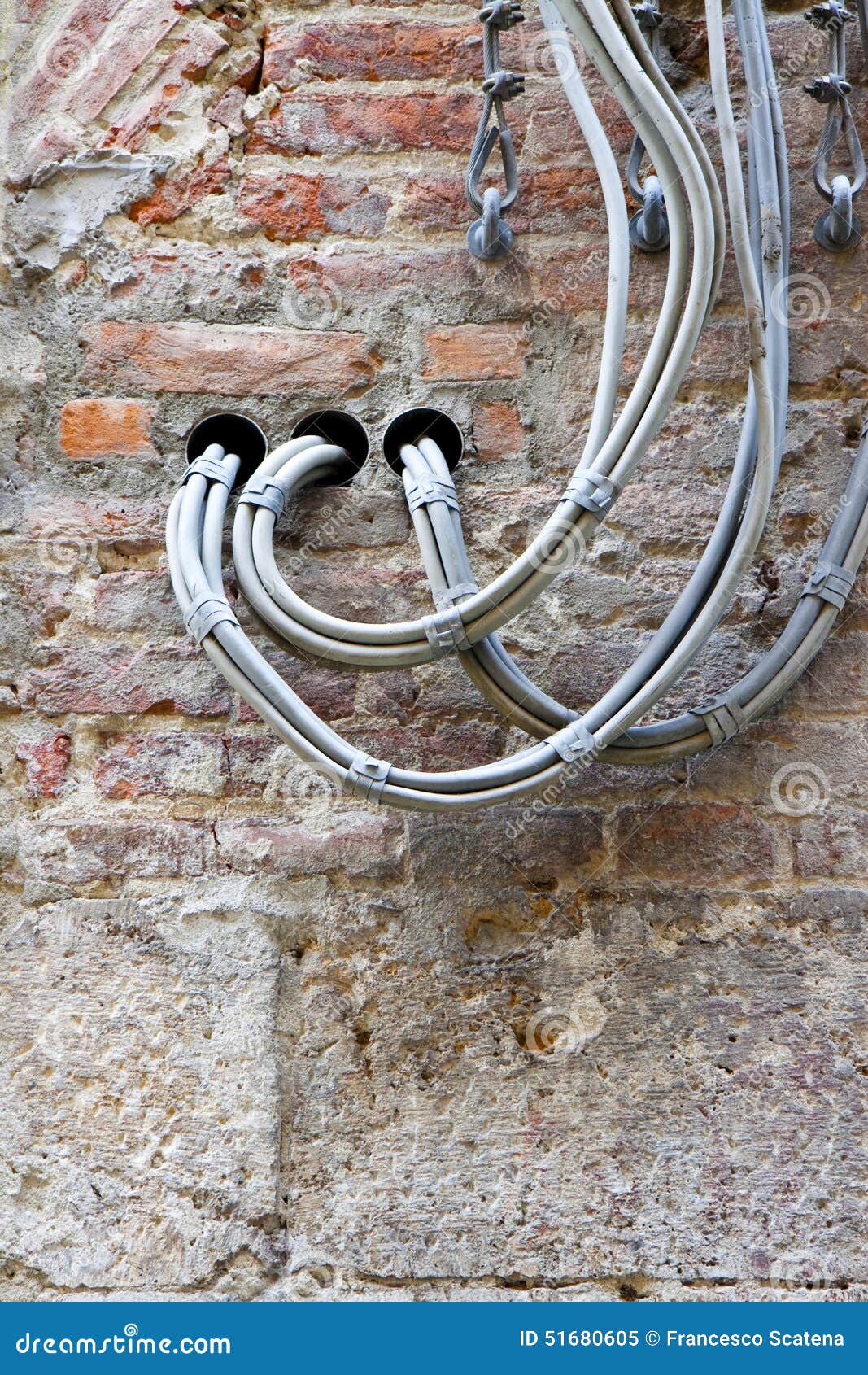 Electrical Cables Fixed on the Wall Stock Image - Image of industry ...