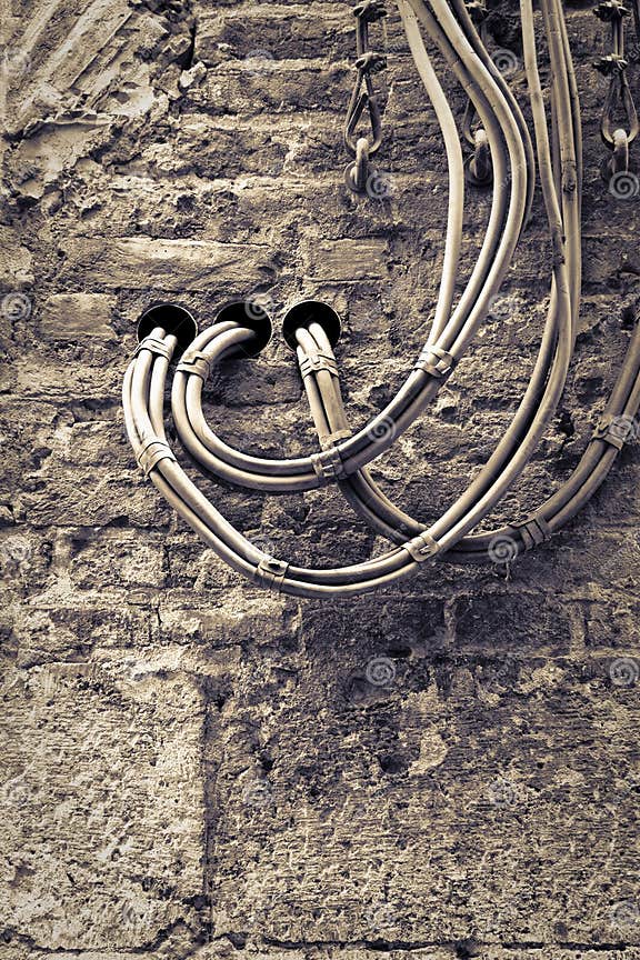 Electrical Cables Fixed on the Wall Stock Photo - Image of apartment ...