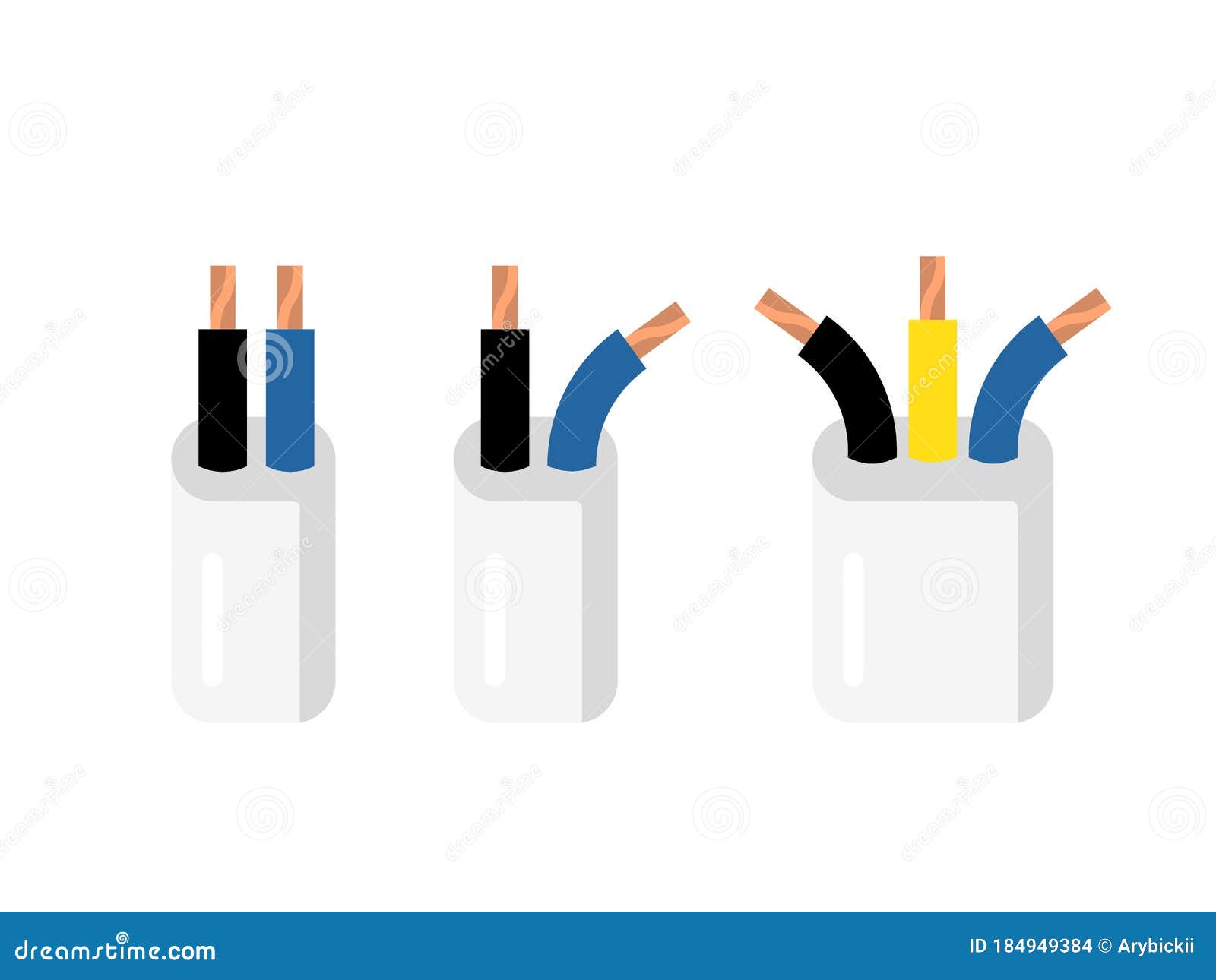 Electrical Cables in Flat Style. Vector Stock Vector - Illustration of ...