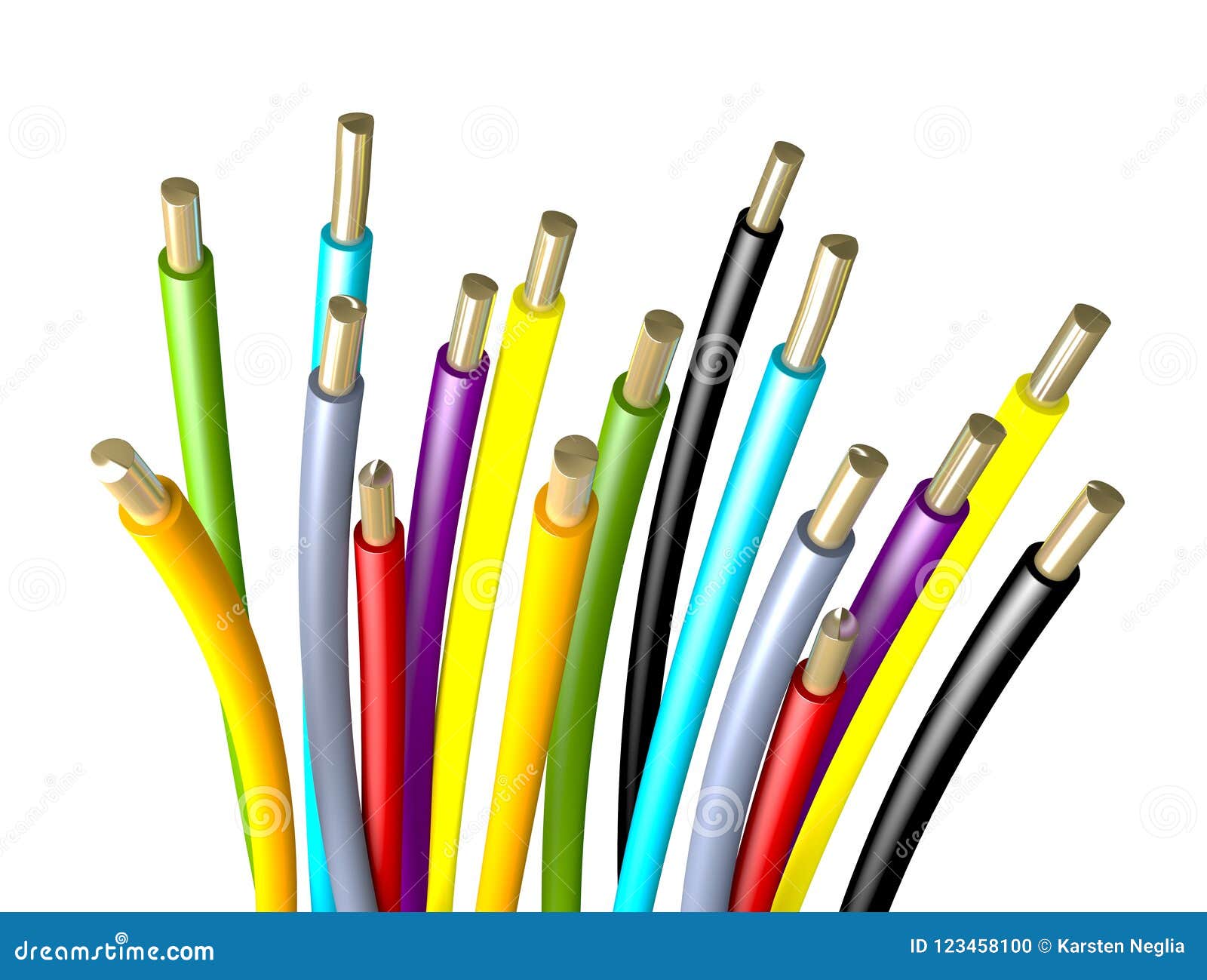 Cables Multicolor Ripped Realistic Set. Electrical Conductors ...