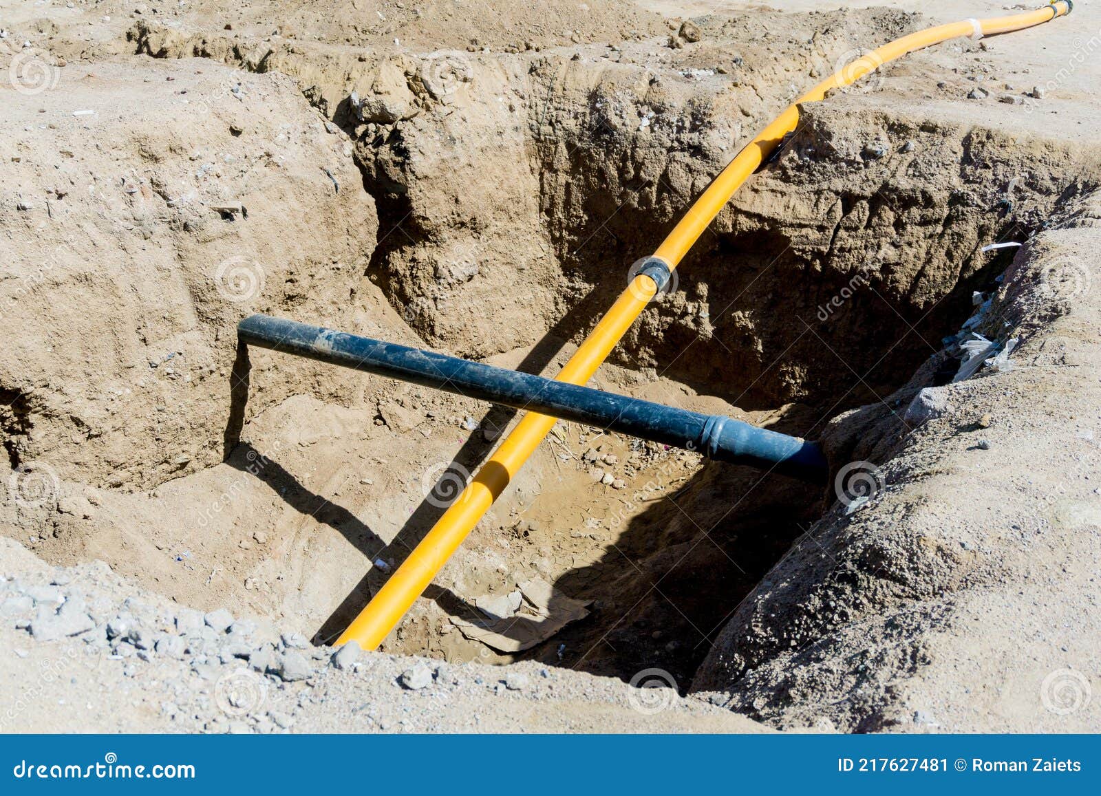 Electrical Cables and Optical Fibres in the Digging on a Construction ...