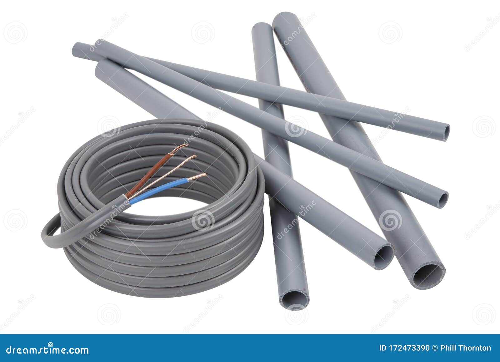 Electrical Cables and Pipes on a Set of Building Plans, Isolated on a ...