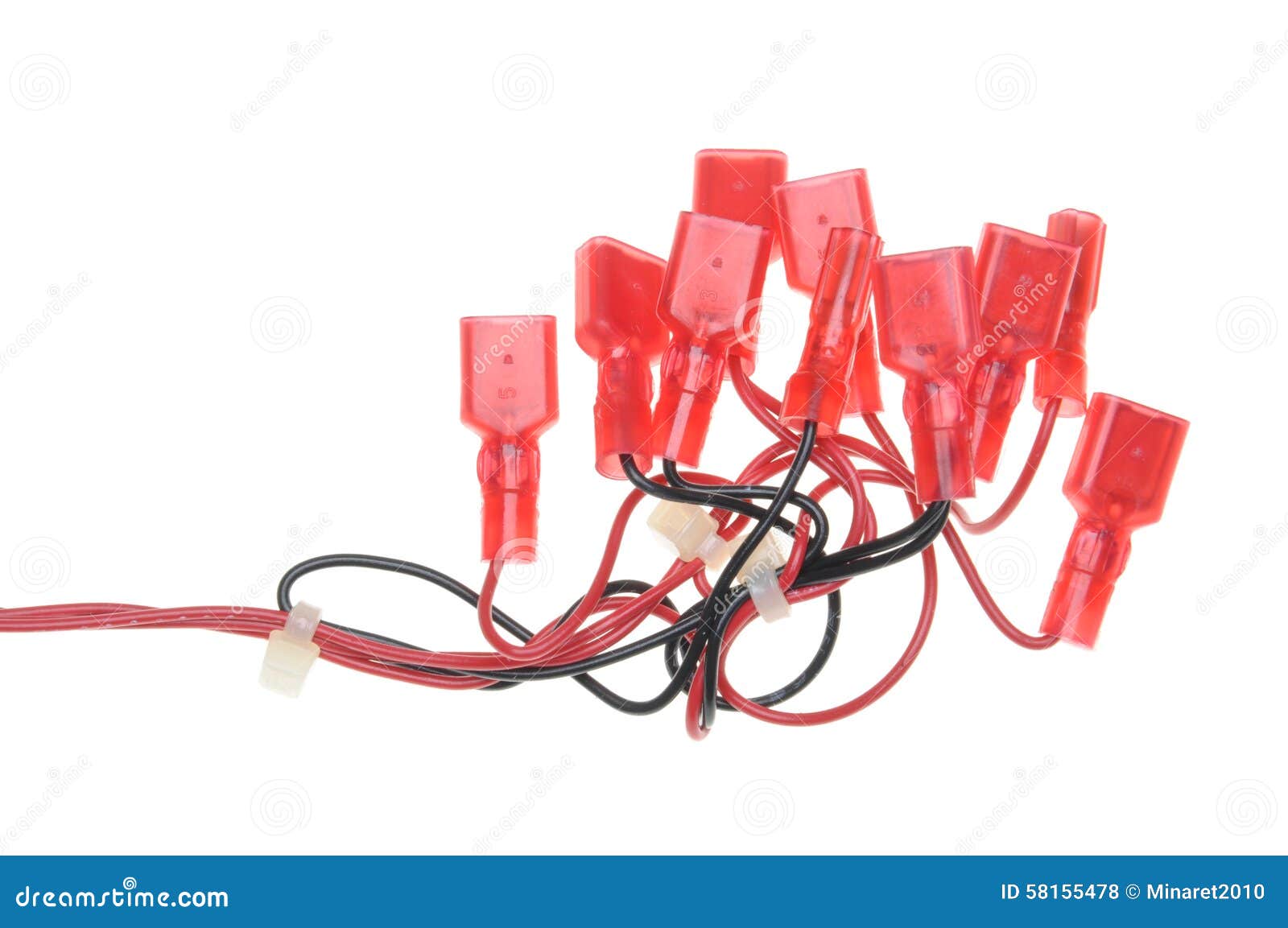 Electrical Cables with Red Terminals Stock Photo - Image of ...