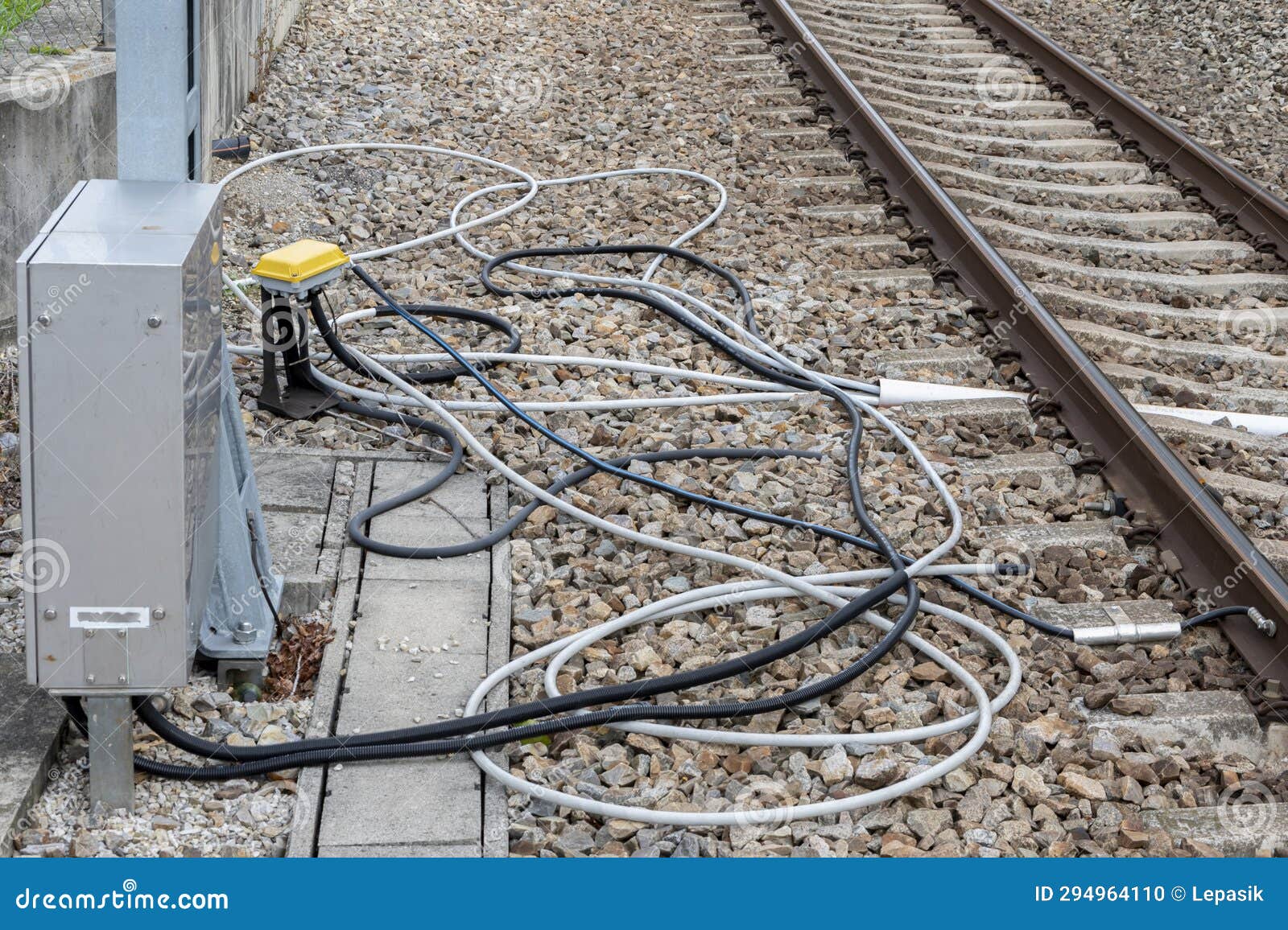 The Electrical Cables Run from the Railway To the Junction Box. Stock ...