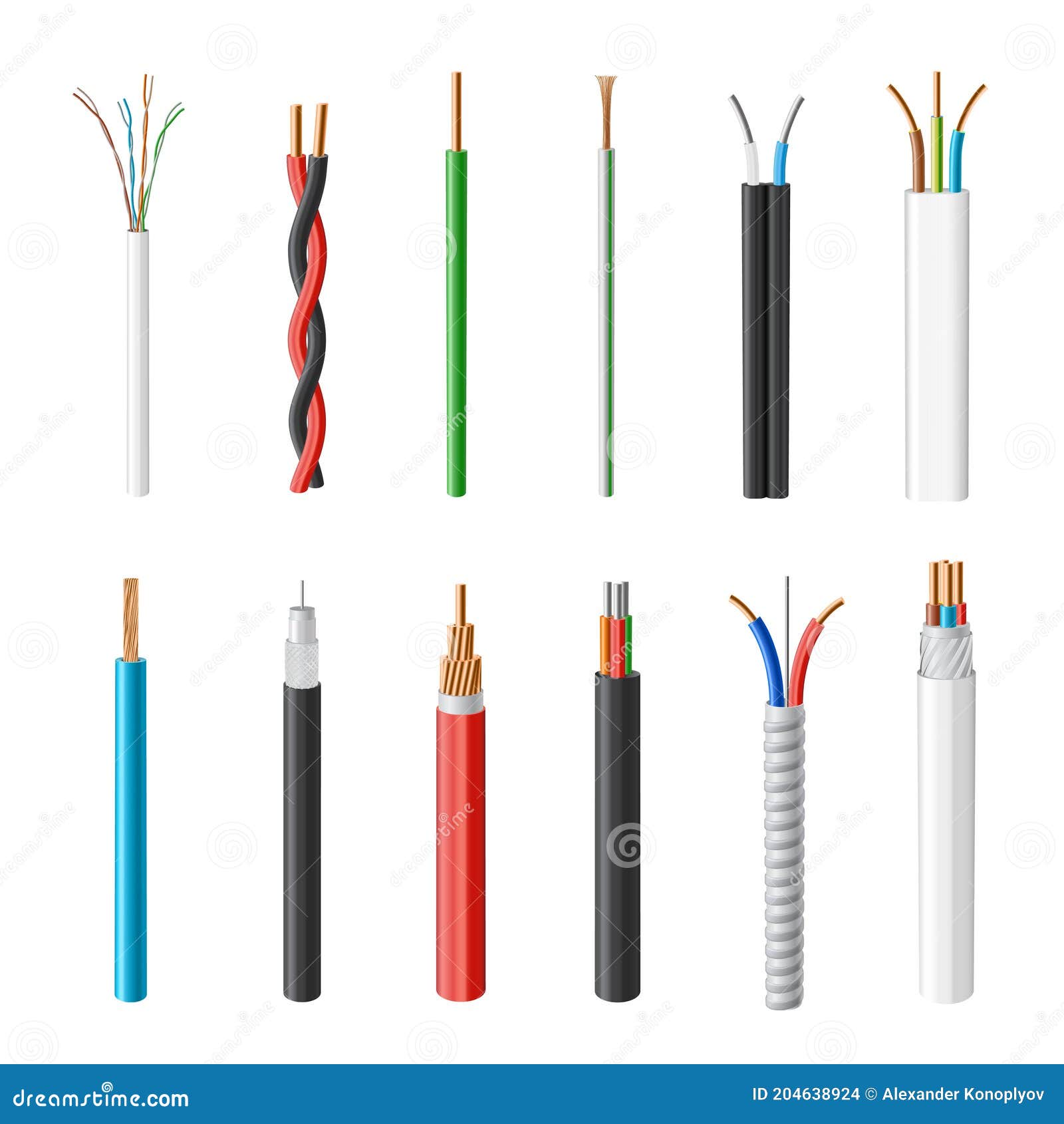 Electrical Cables Set, Electronic Industrial Wire Kit Stock Vector ...