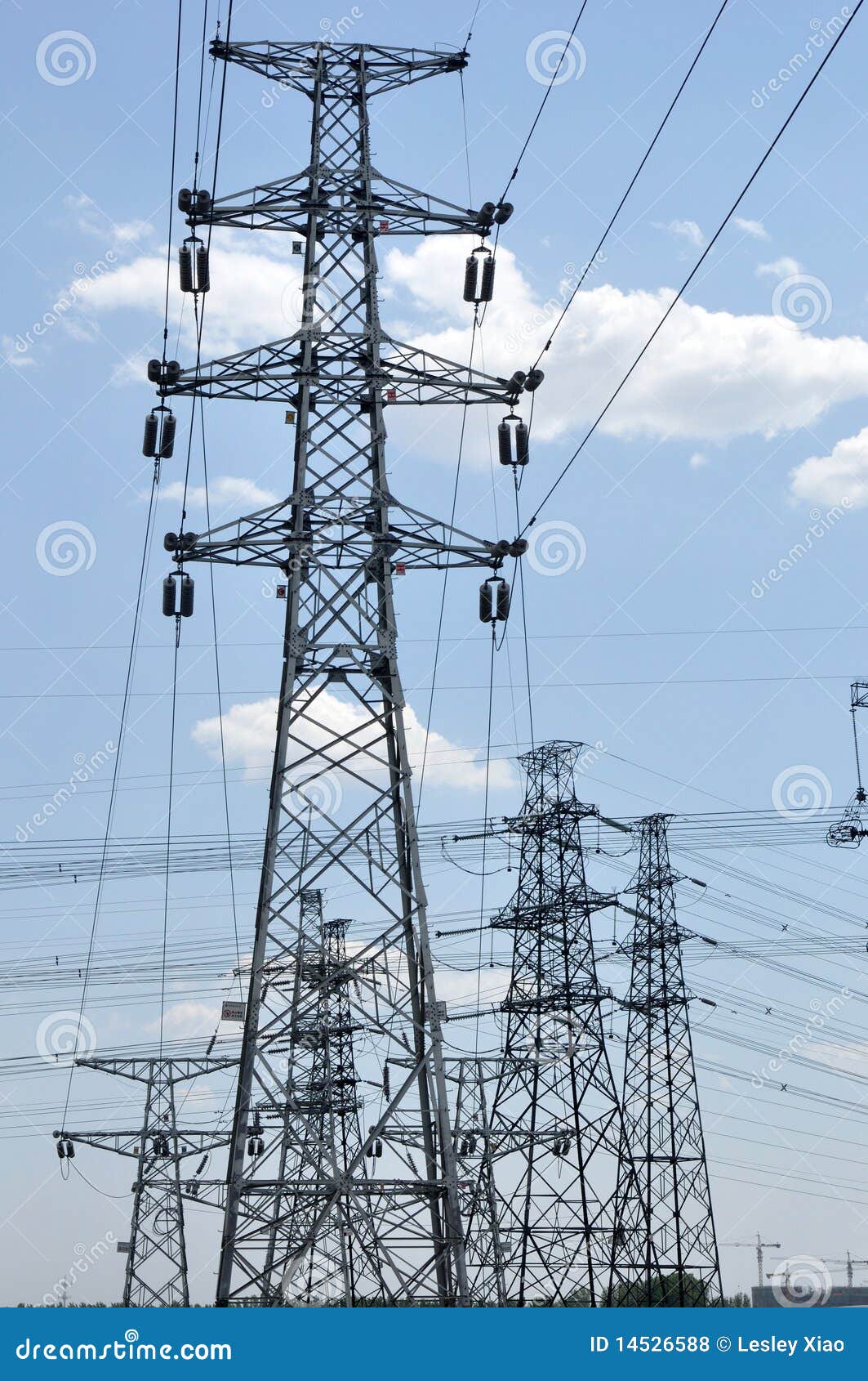 Electrical Cables and Towers Stock Photo - Image of layers, flow: 14526588