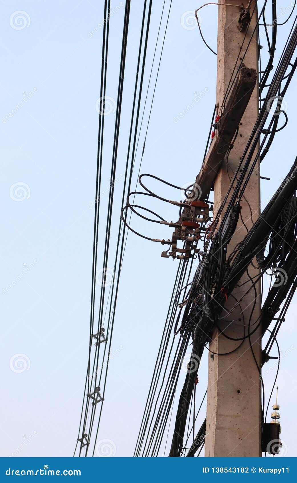 Electrical Cables and Wires on Electric Pole Stock Photo - Image of ...
