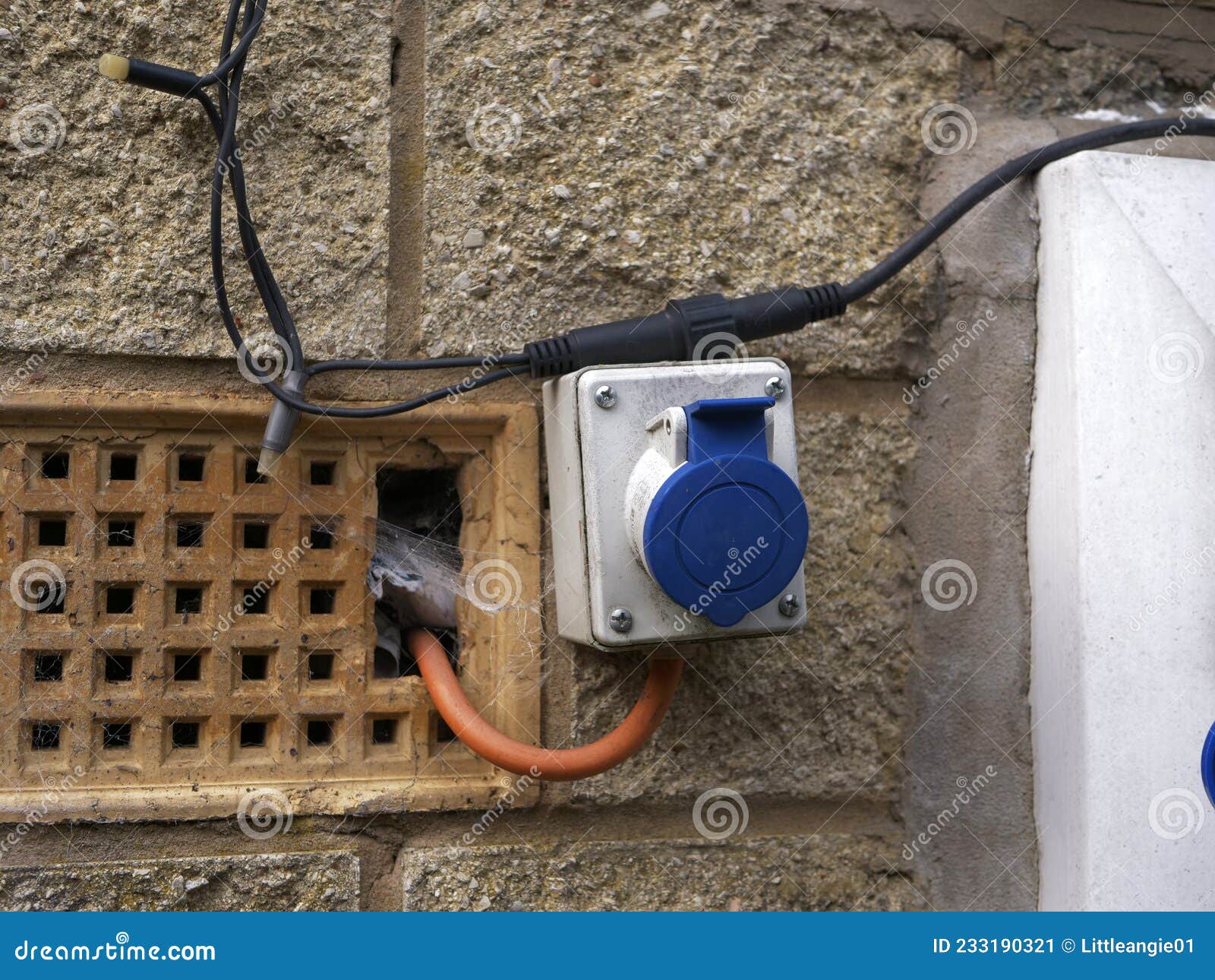 Electrical Charging Socket on Outside Wall of Home Stock Image - Image ...